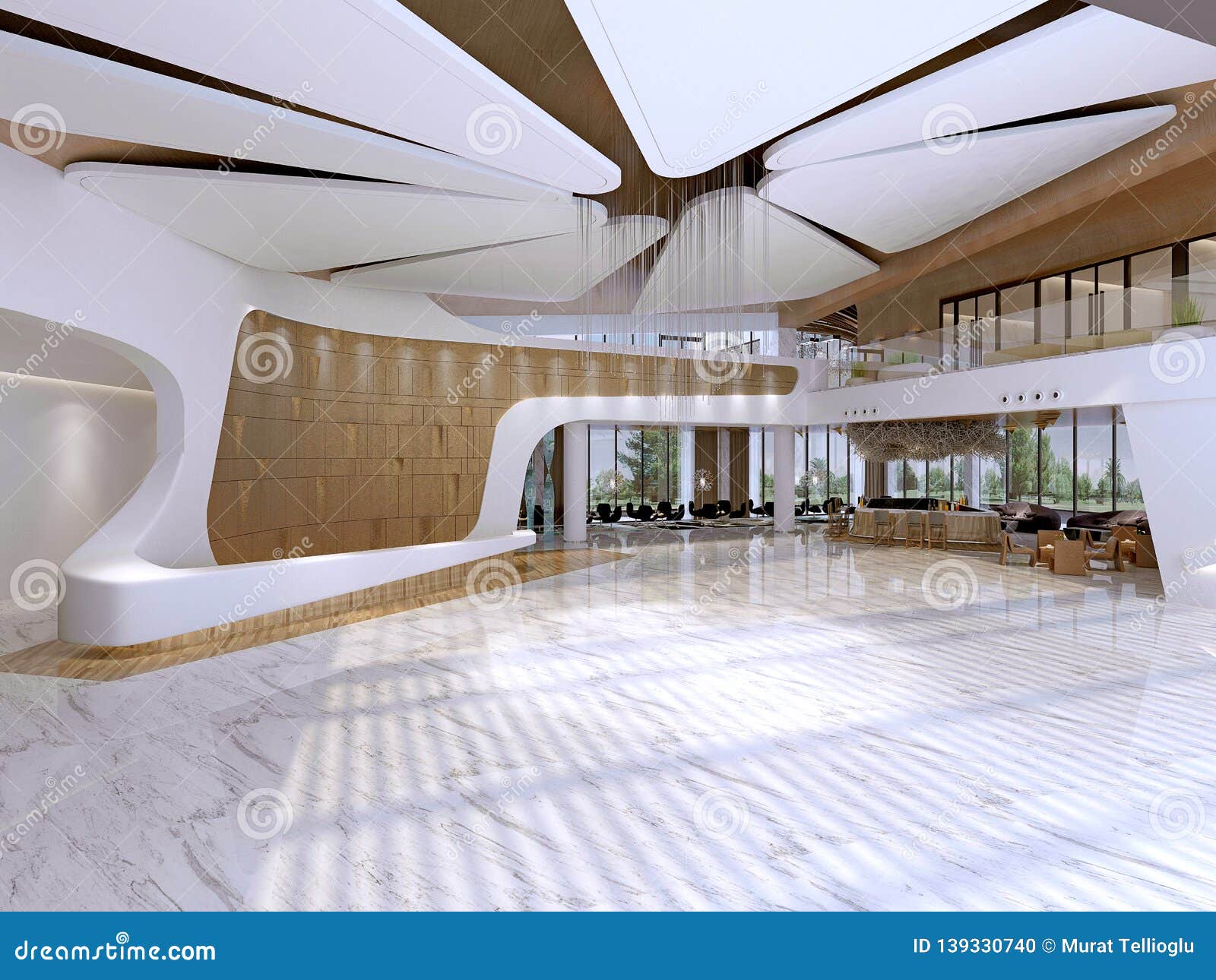 3d Render of Hotel Reception Stock Illustration - Illustration of ...