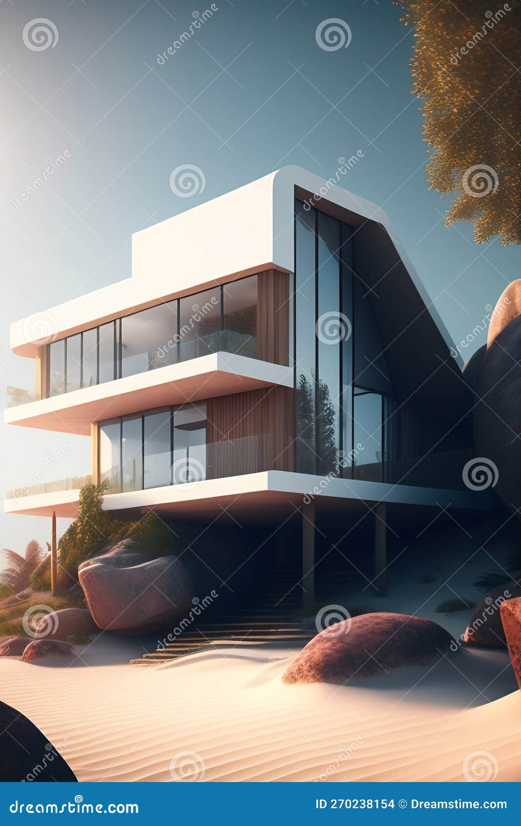 A 3D Render of a Modern House with Clean Lines and Sleek Design - Digital Art Architecture ...