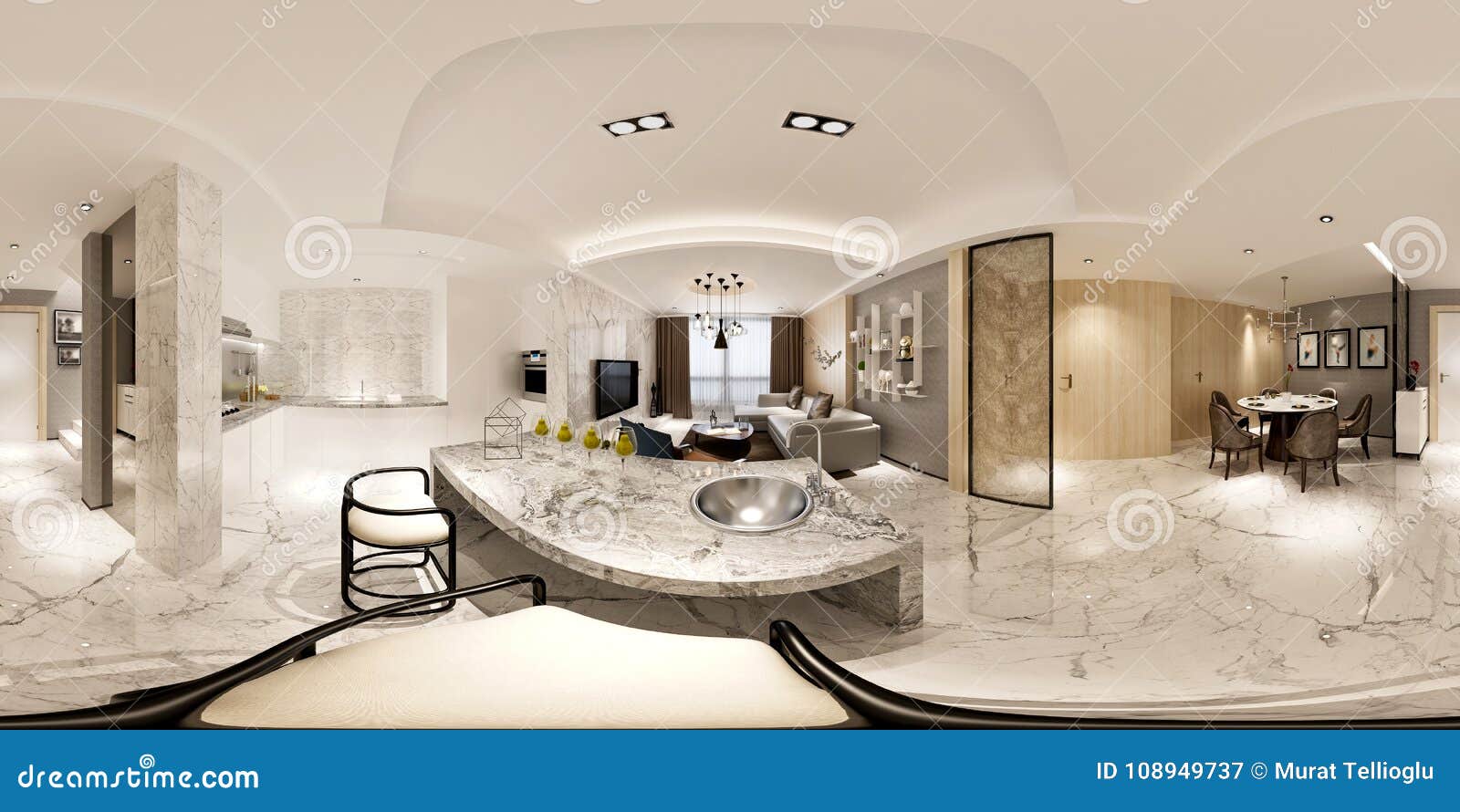 3d Render of Modern House Interior Stock Illustration - Illustration of ...