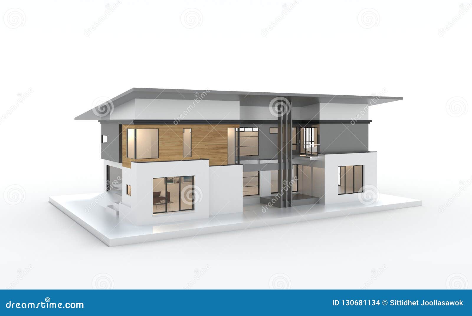 3d Render of Modern House Isolated. Stock Illustration - Illustration ...