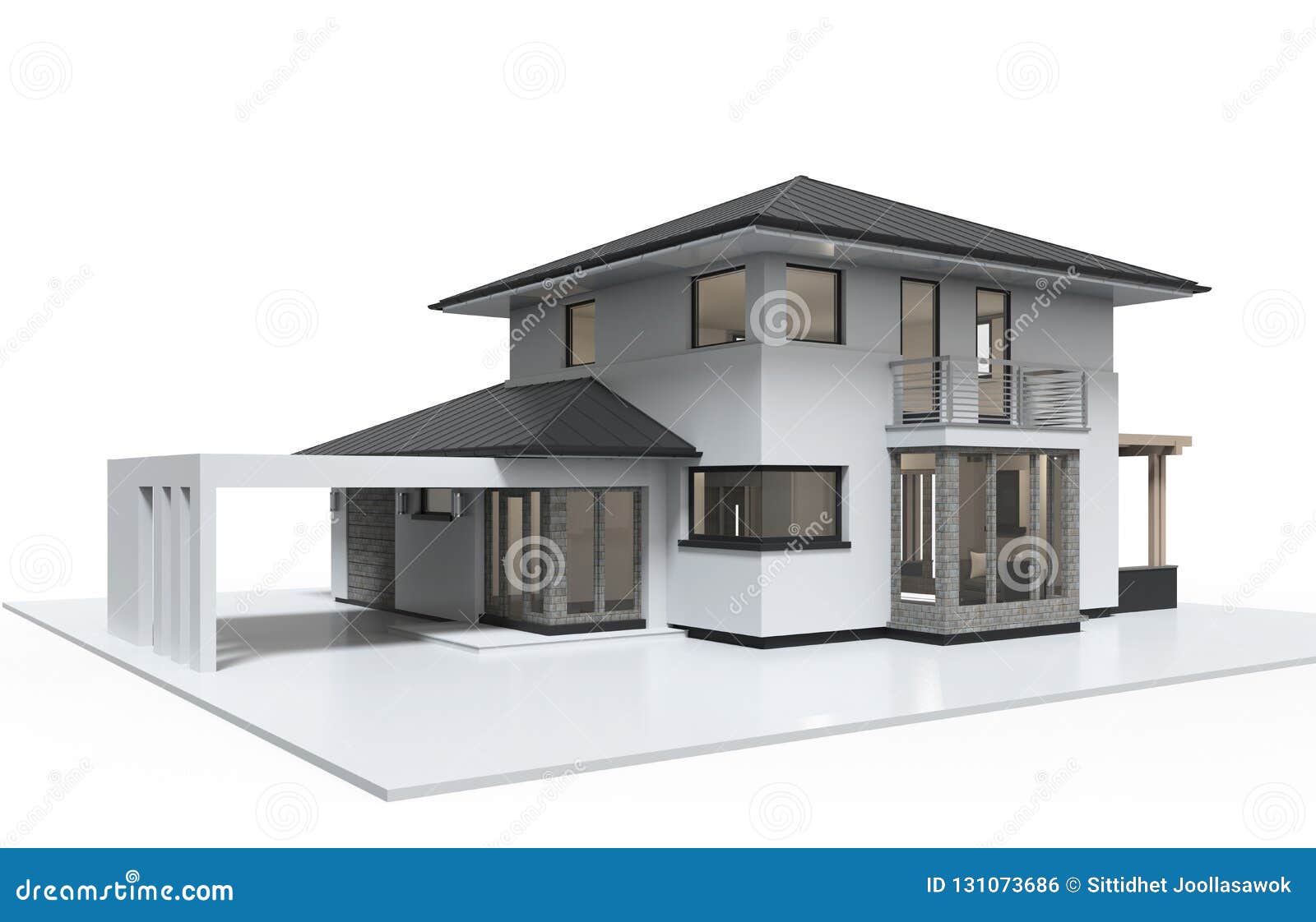 House 3d Illustration Luxury Style Isolated on White Background. Stock ...
