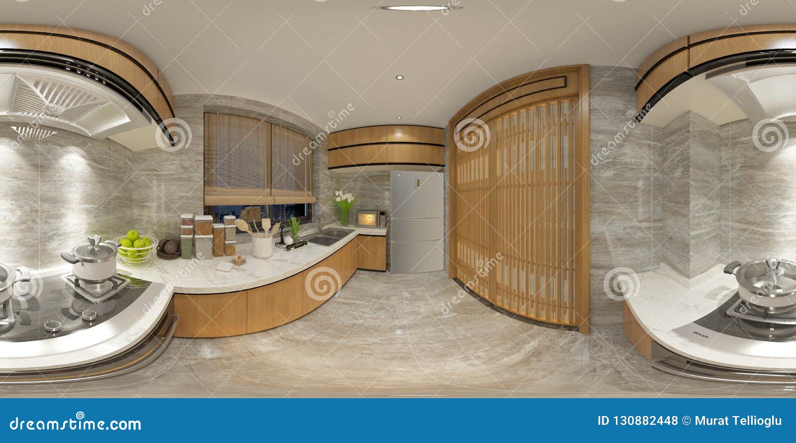 3d Render of Modern Kitchen 360 Degreees Stock Illustration ...