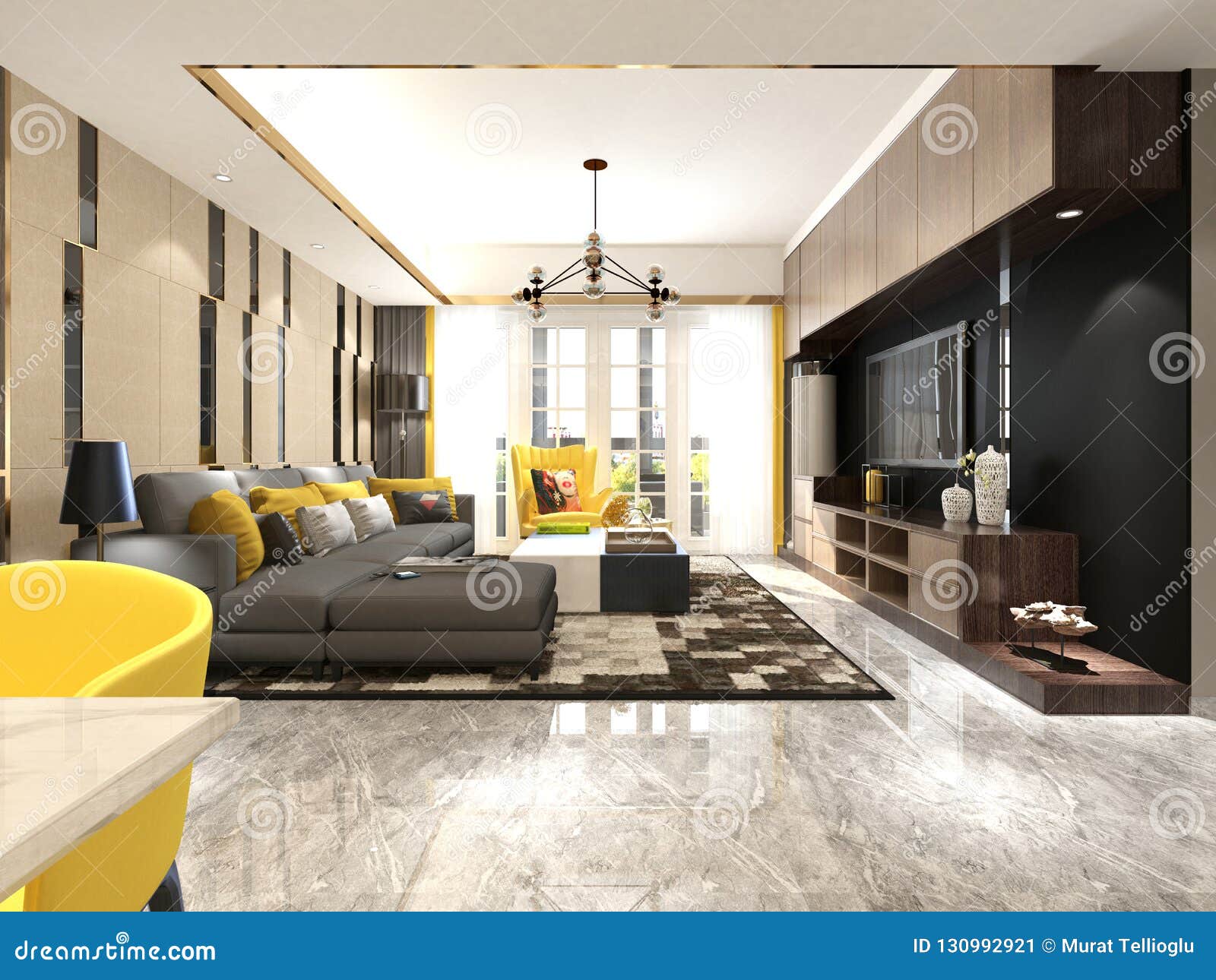 3d Render of Modern Living Room Stock Image - Image of clean, decor ...
