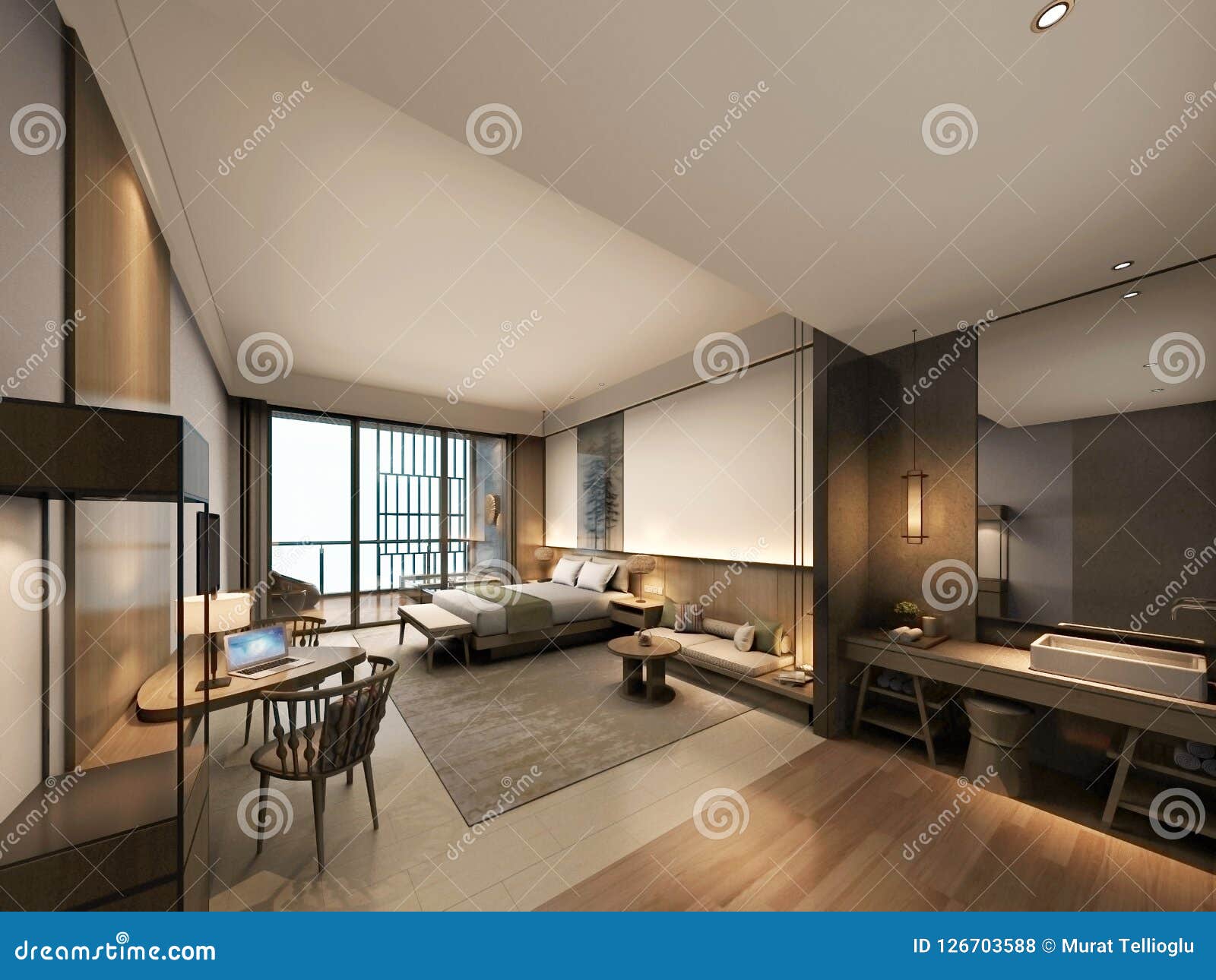3d render of hotel room stock illustration. Illustration of blank ...