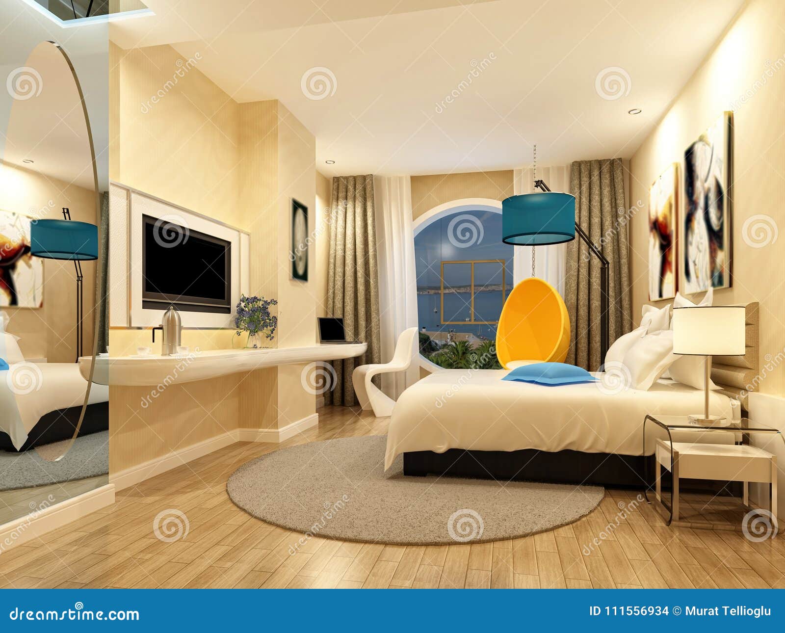 3d Render of Luxury Hotel Room Stock Illustration - Illustration of ...