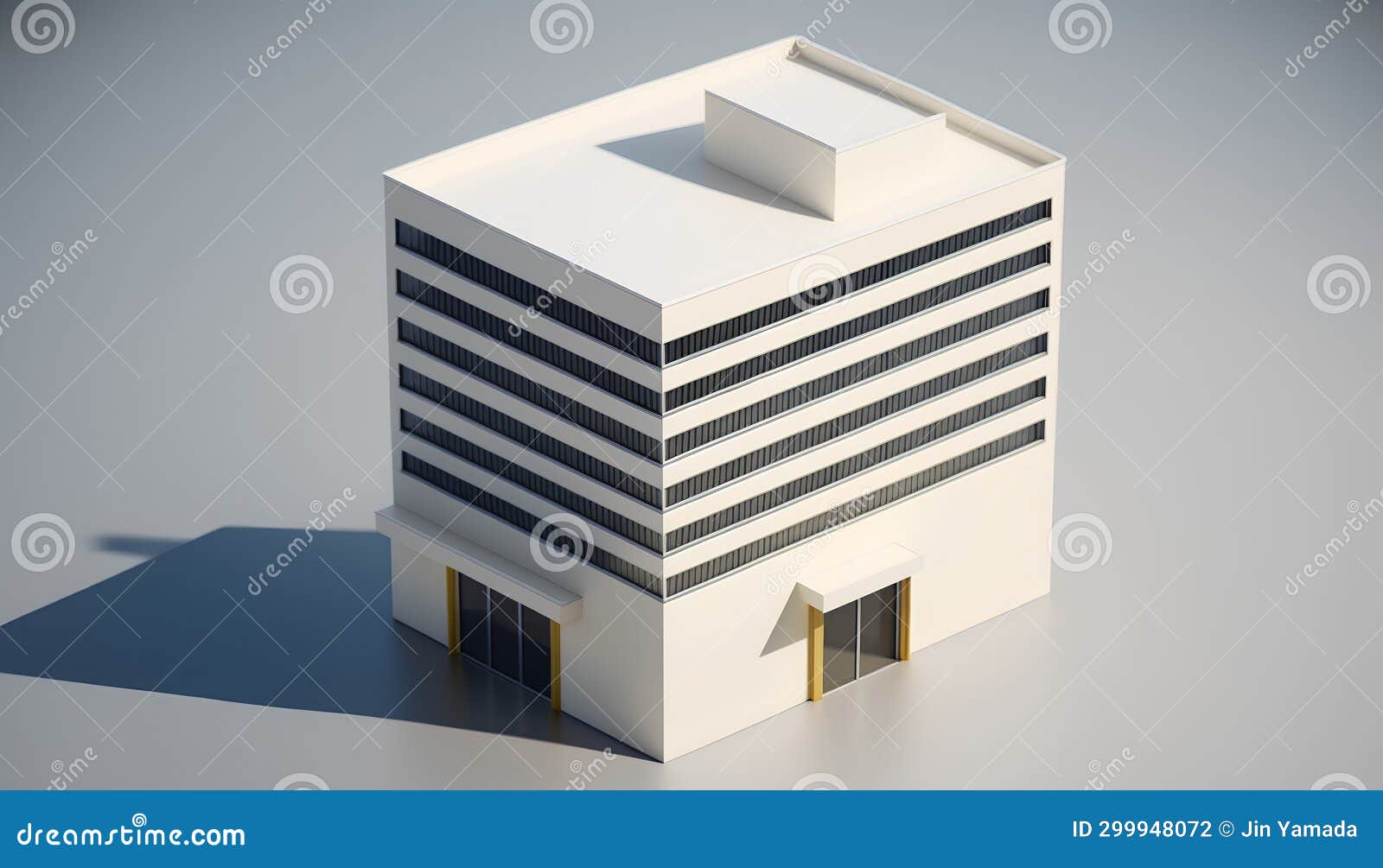 3D Render of a Modern Office Building with Shadow on the Wall Stock ...