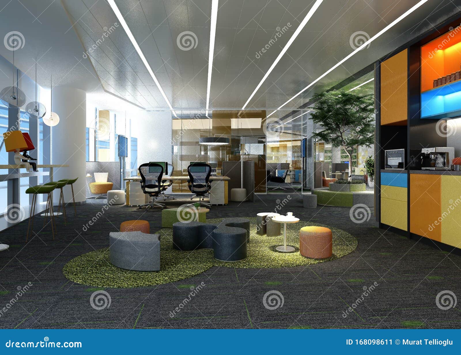 3d render modern office stock illustration. Illustration of ...