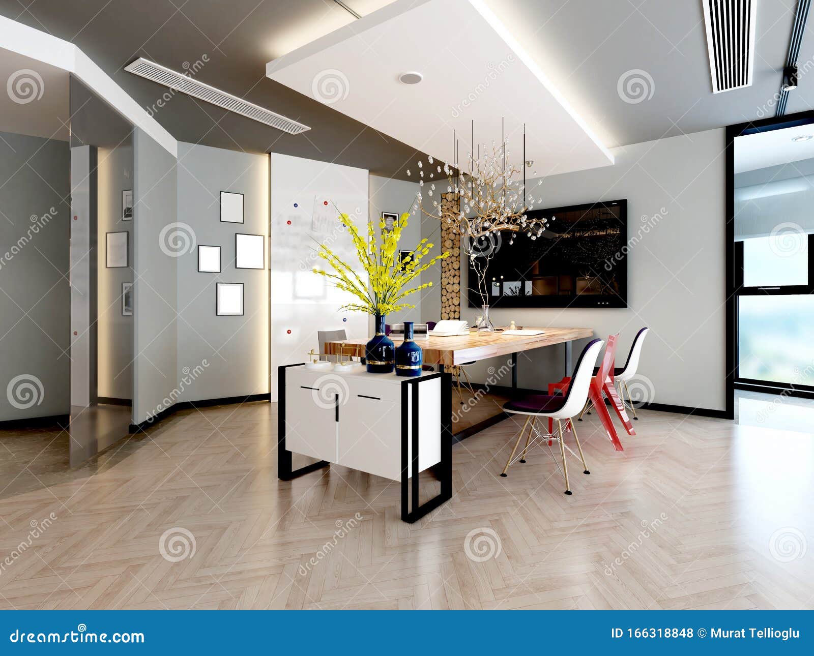 3d render of modern office stock illustration. Illustration of kitchen ...