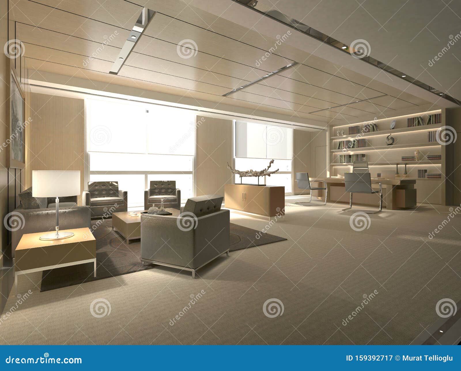 3d render of modern office stock illustration. Illustration of idea ...