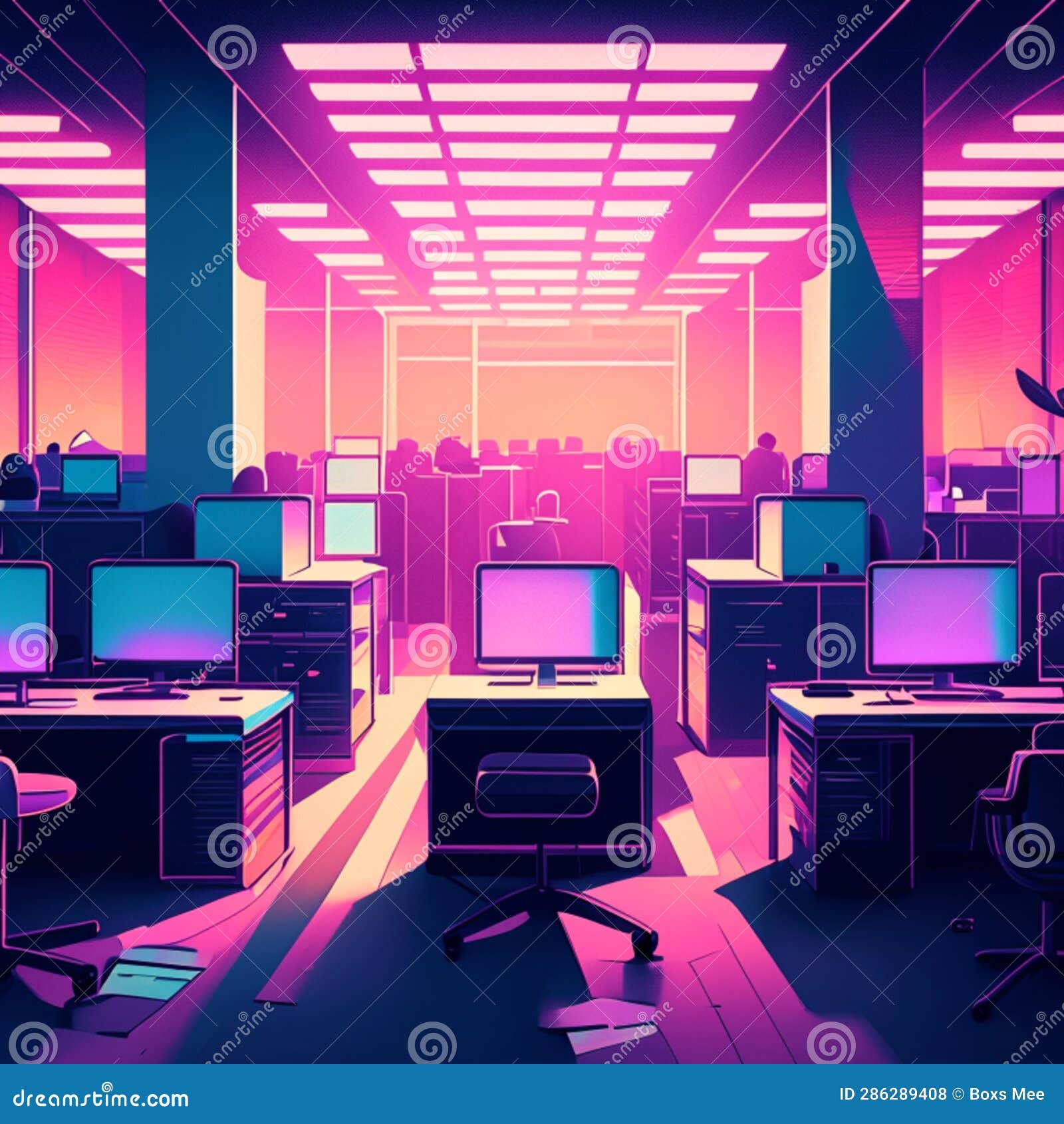 3d Render of a Modern Office Interior with a Lot of Computers ...