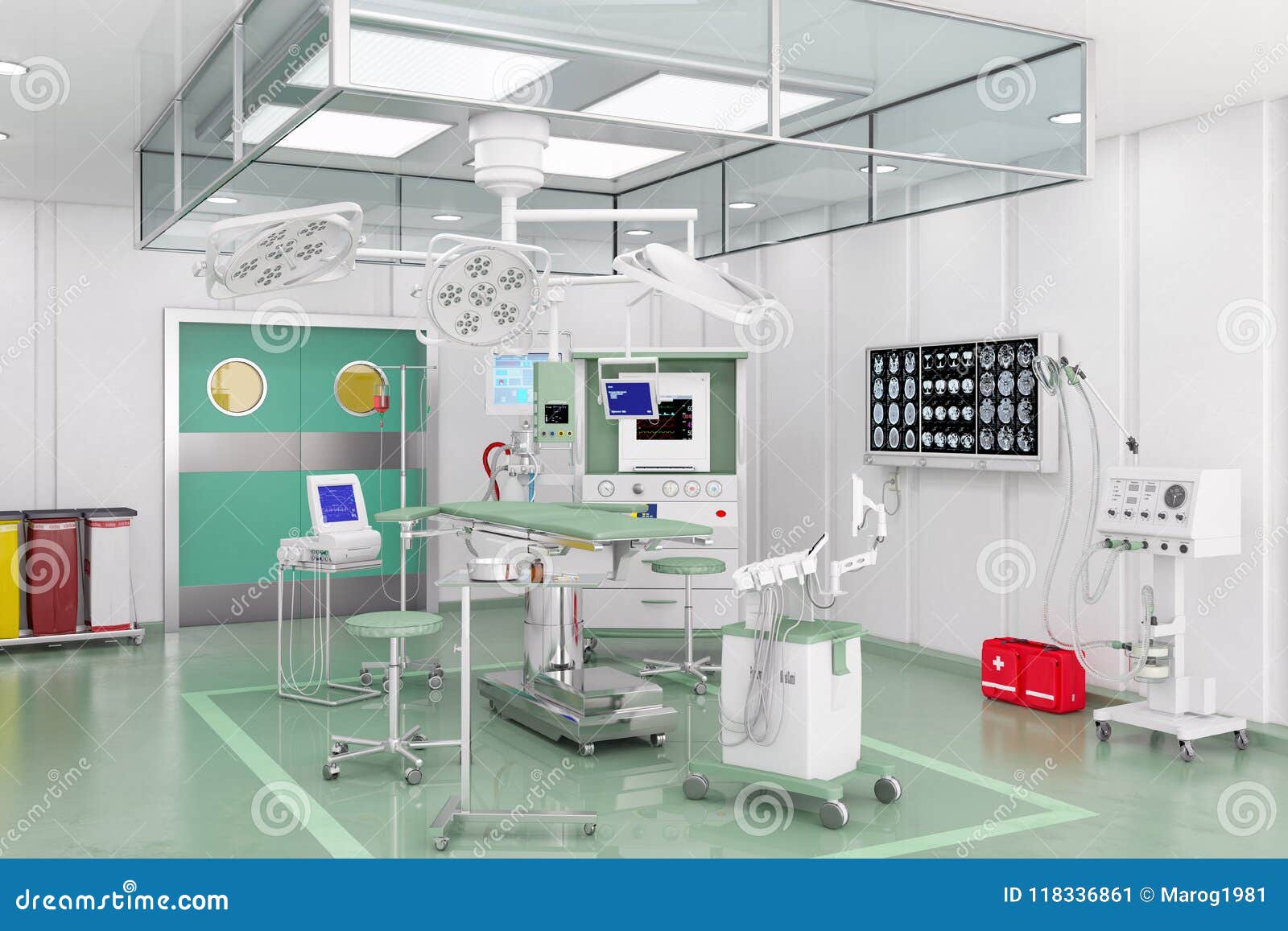 3d Render - Modern Operating Theatre Stock Illustration - Illustration ...