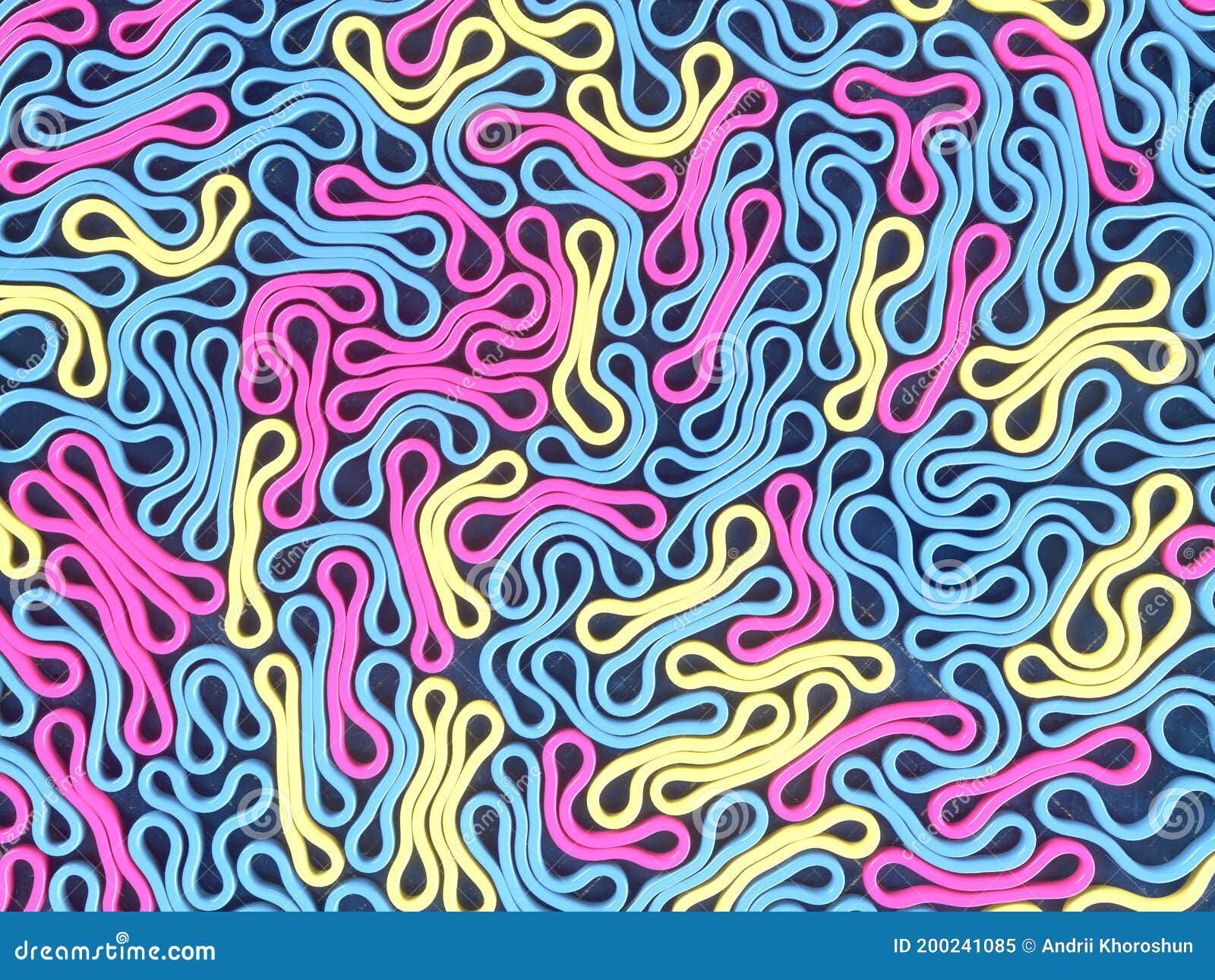 3d Render Modern Pattern Flexible Elastic Rounded Objects. Abstract ...