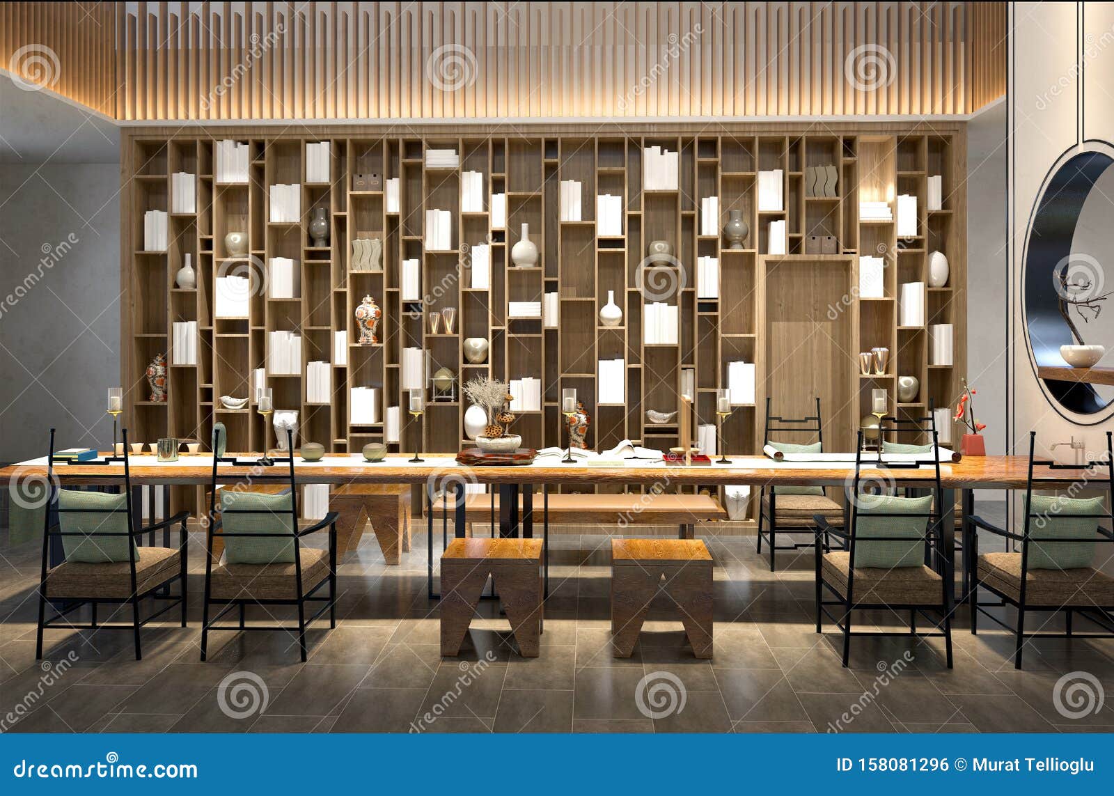 3d Render of Modern Sales Showroom Stock Illustration - Illustration of ...