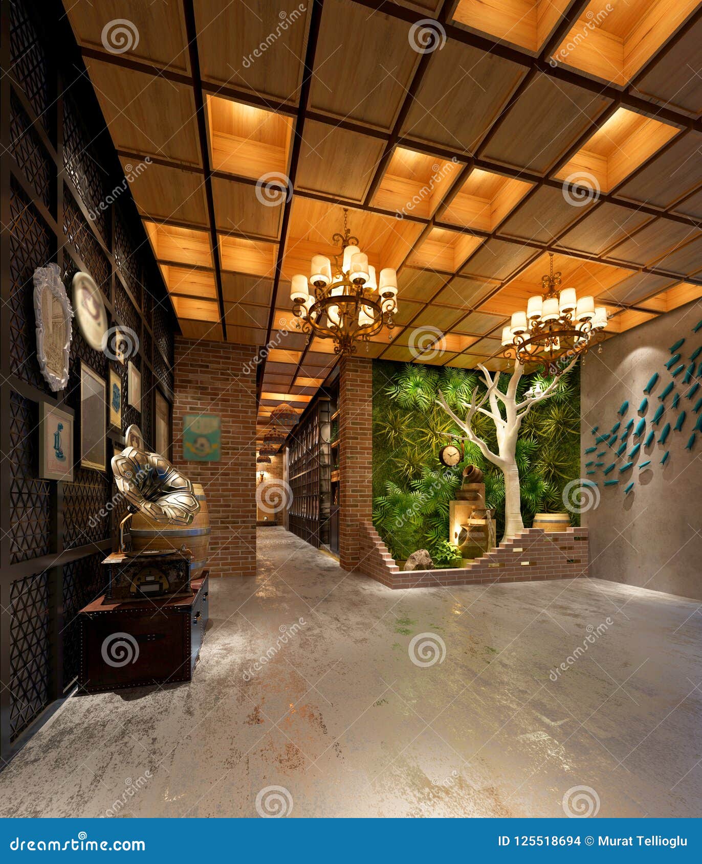 3d render of cafetaria stock illustration. Illustration of building ...