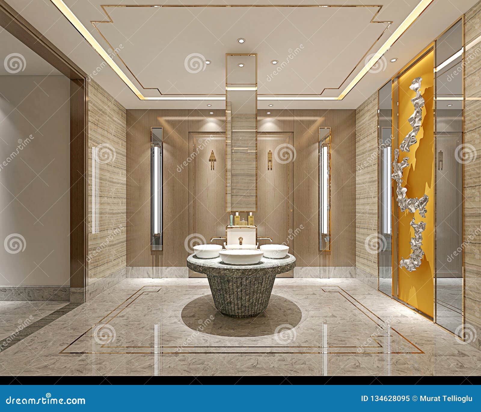 3d render modern restroom stock illustration. Illustration of hygiene ...