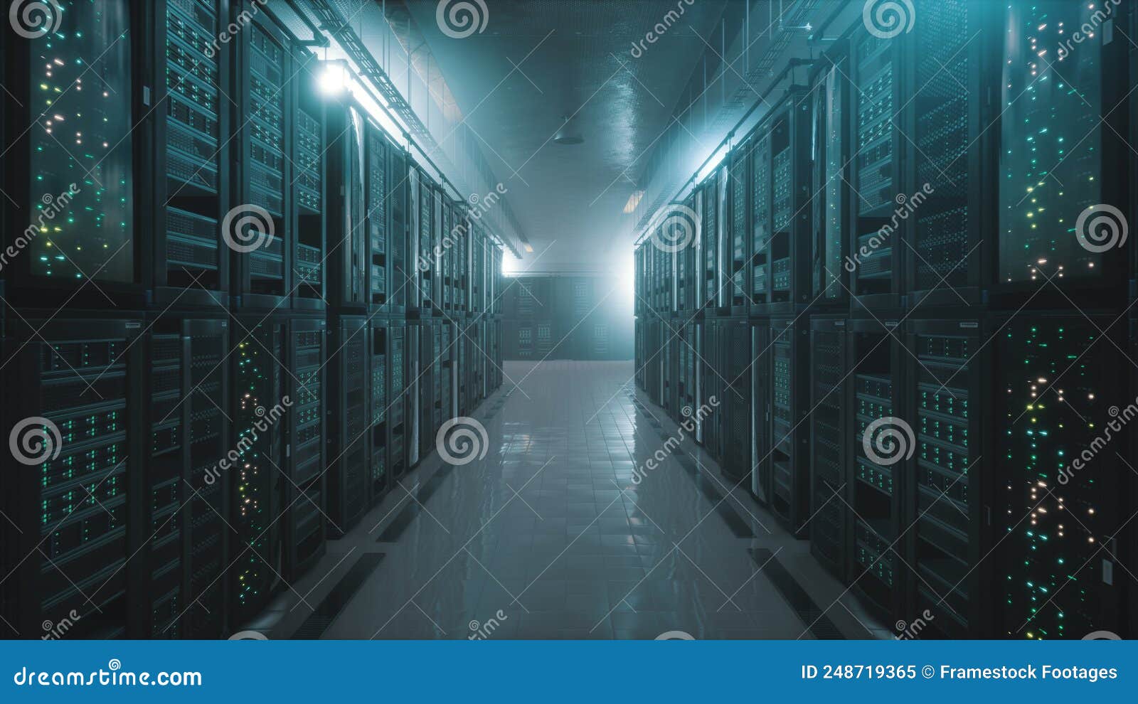 3D Render of Modern Server Room Stock Illustration - Illustration of ...