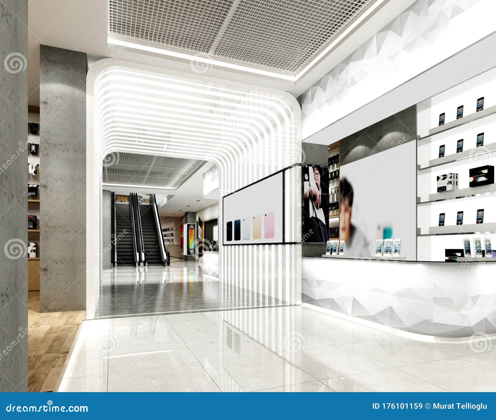 3d render of modern shop stock illustration. Illustration of devices ...