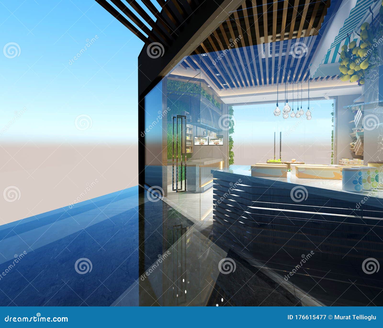 3d render of modern shop stock illustration. Illustration of colorful ...