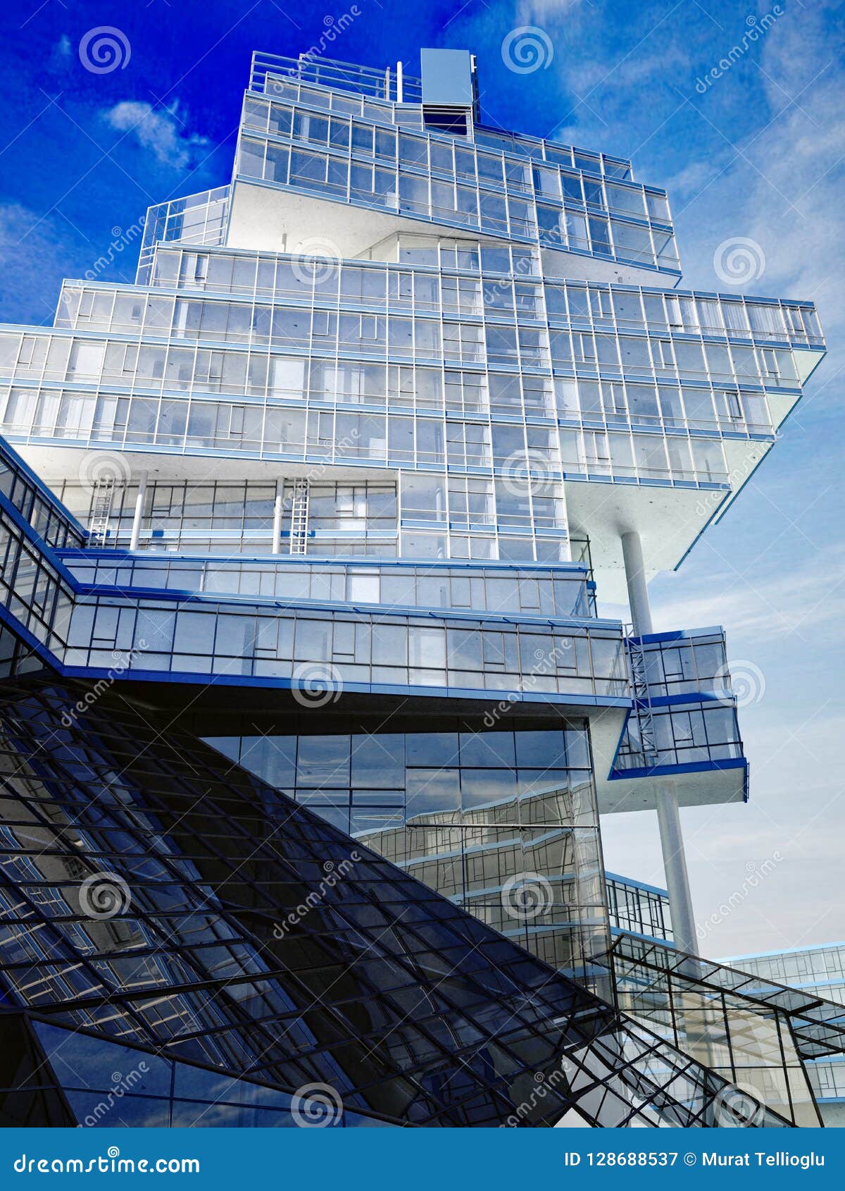 3d Render of Modern Skyscaper Building Exterior Stock Illustration ...