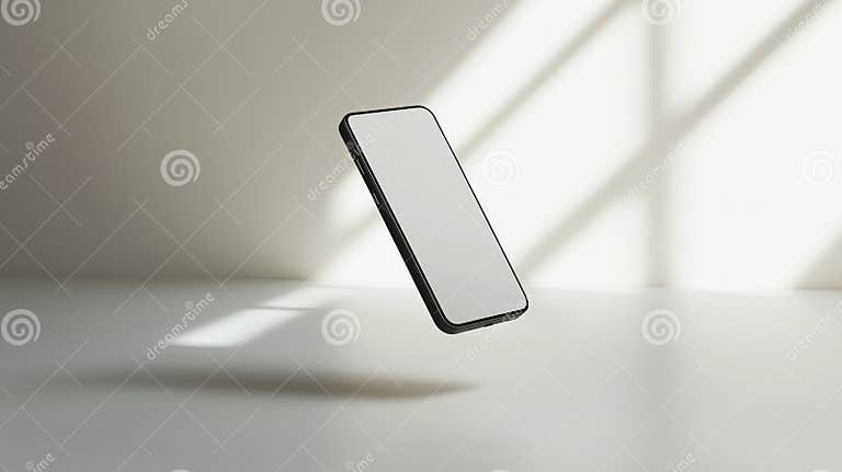 3D Render of Modern Smartphone Floating in a Minimalistic Setting ...