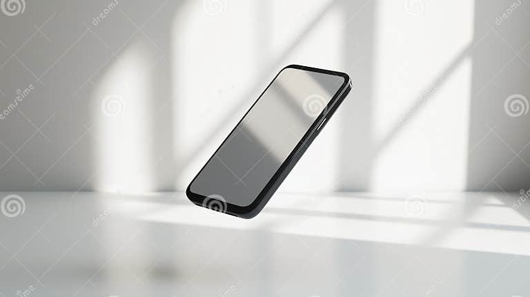 3D Render of Modern Smartphone Floating in a Minimalistic Setting ...