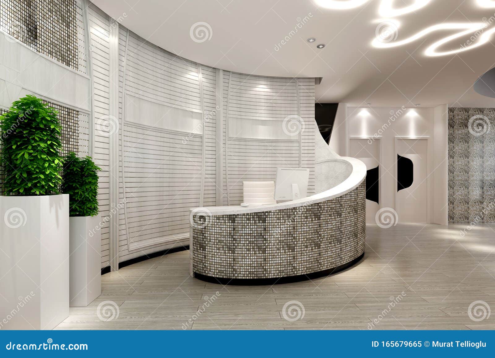 3d Render of Office Reception Stock Illustration - Illustration of ...