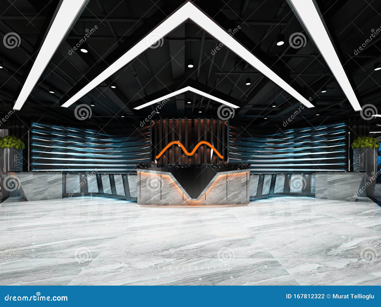 3d Render Modern Working Office Stock Illustration - Illustration of ...