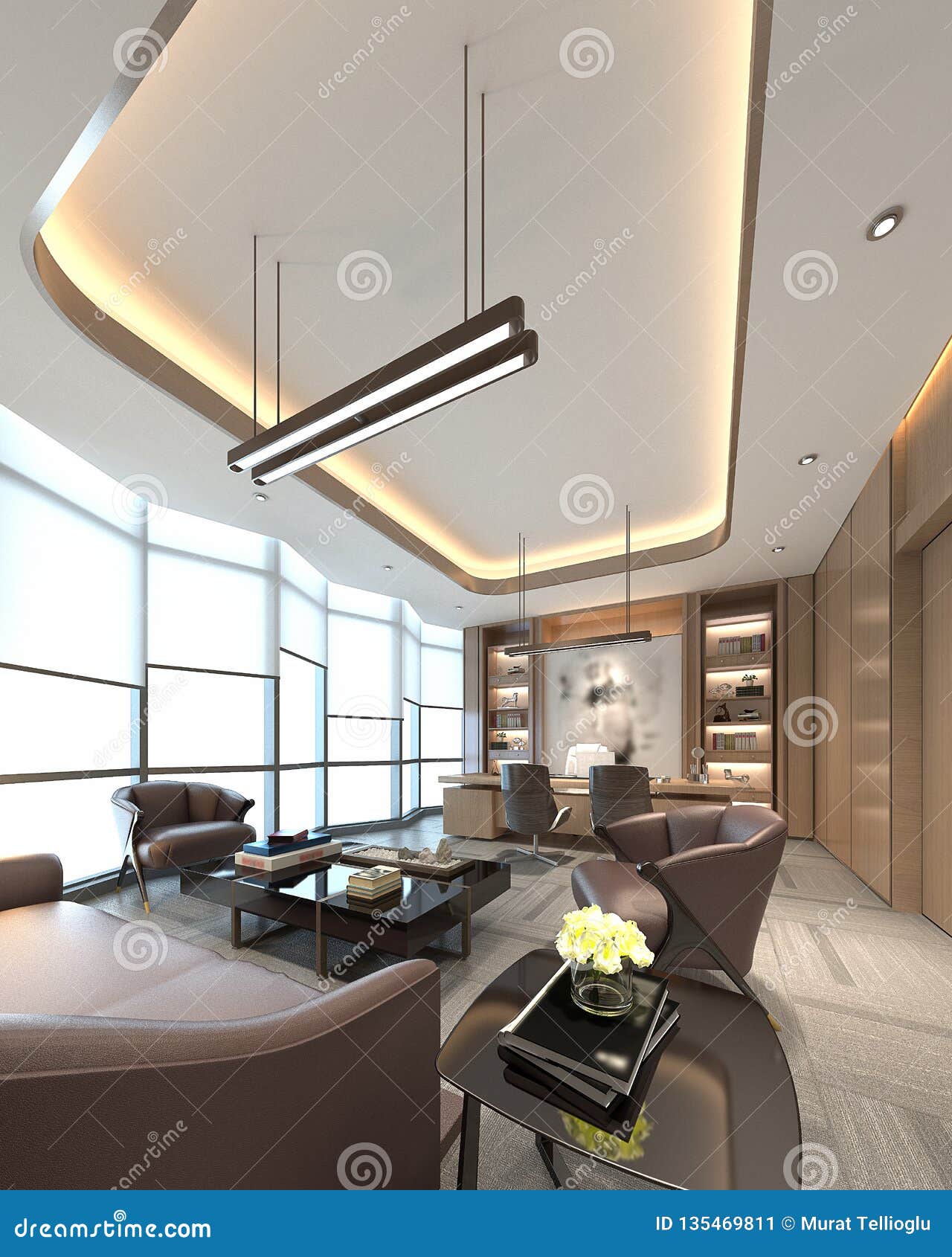 3d Render of Office Interior Stock Illustration - Illustration of ...