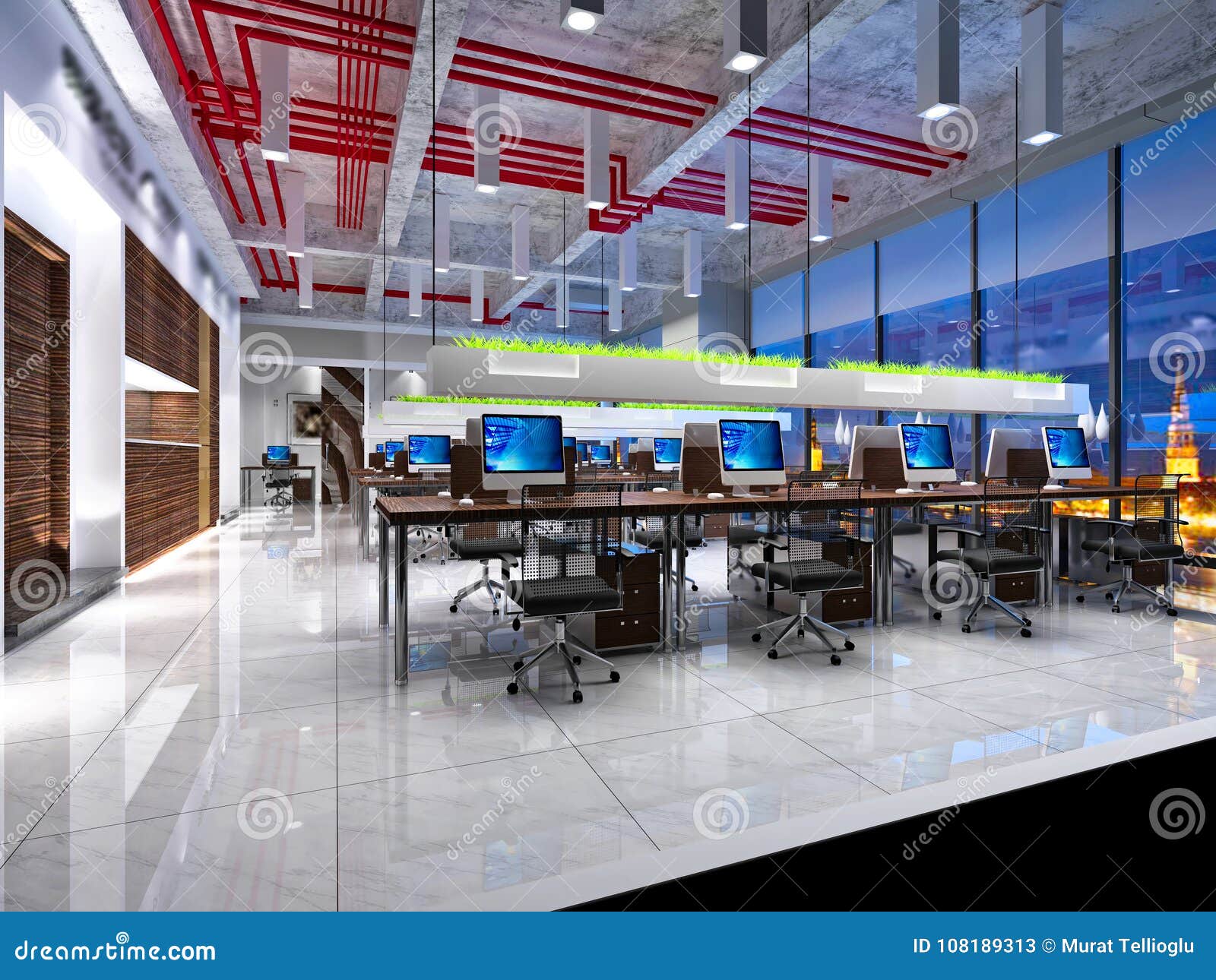 3d Render of Modern Working Space Stock Illustration - Illustration of ...