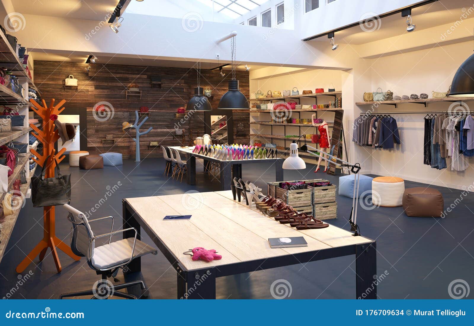 3d render of modern shop stock illustration. Illustration of ...