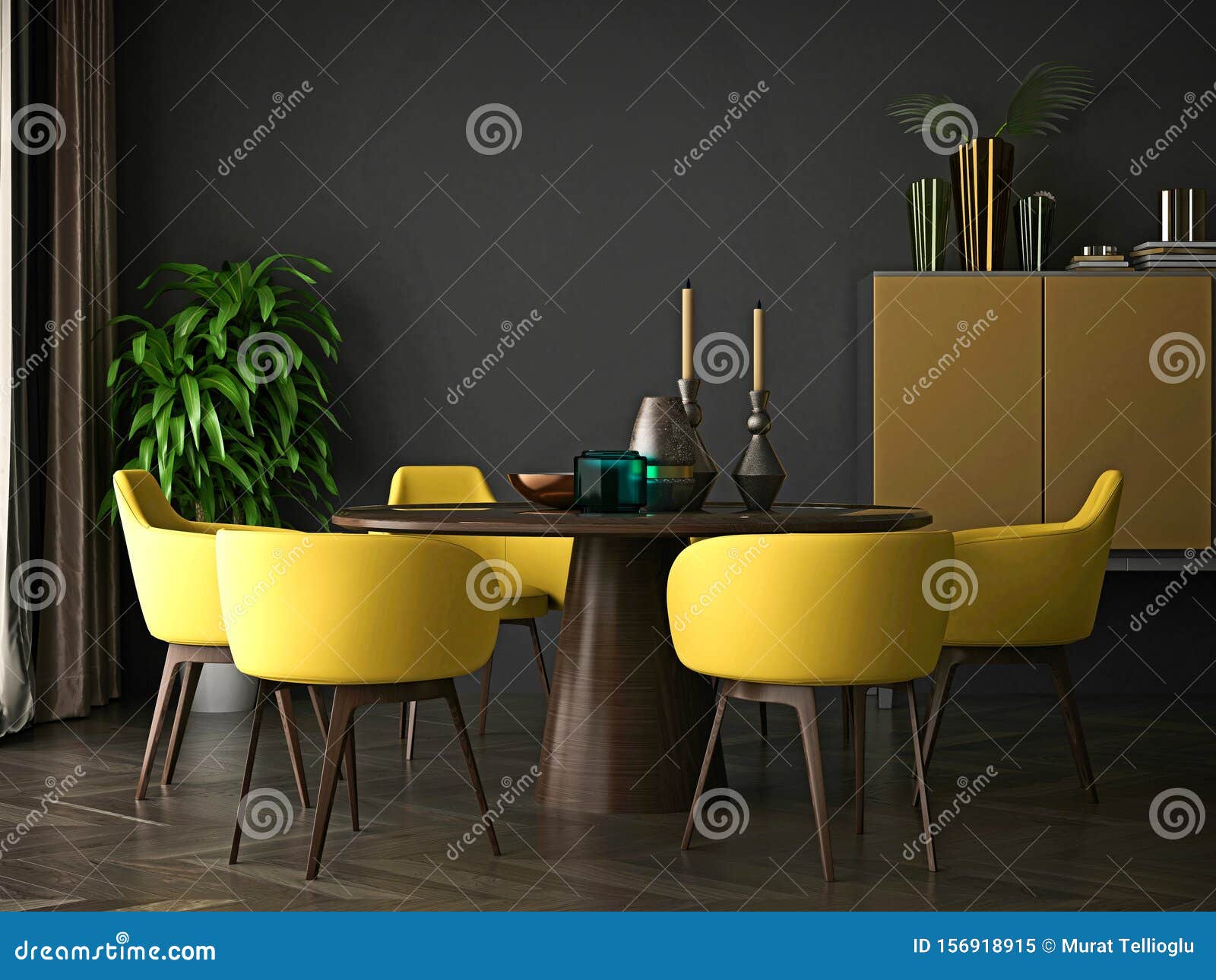3d render dining table stock illustration. Illustration of floor ...