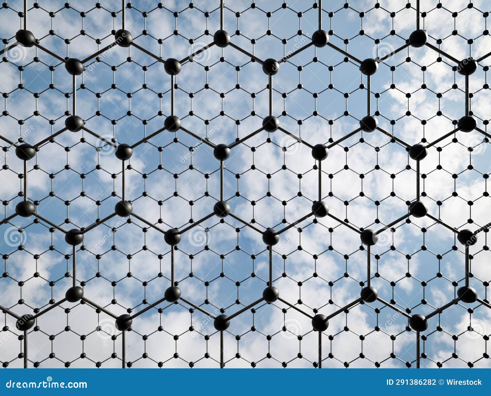 3D Render of a Molecular Model of Two Layers of Graphene Against a ...