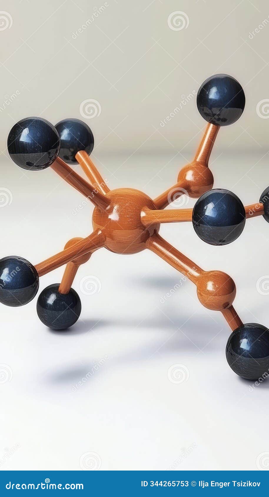 3D Render of a Molecule Structure with Orange and Blue Spheres ...