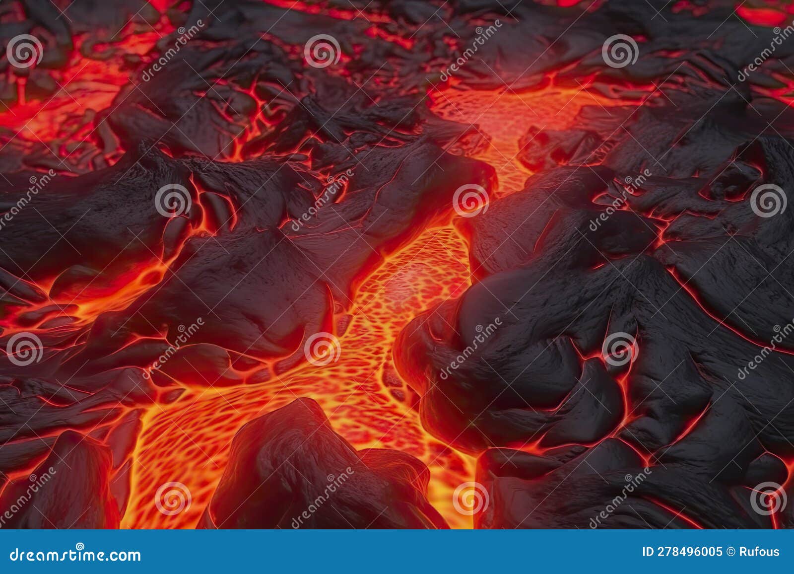 3D Render Molten Lava Texture Background. Lava Was in the Cracks of the ...