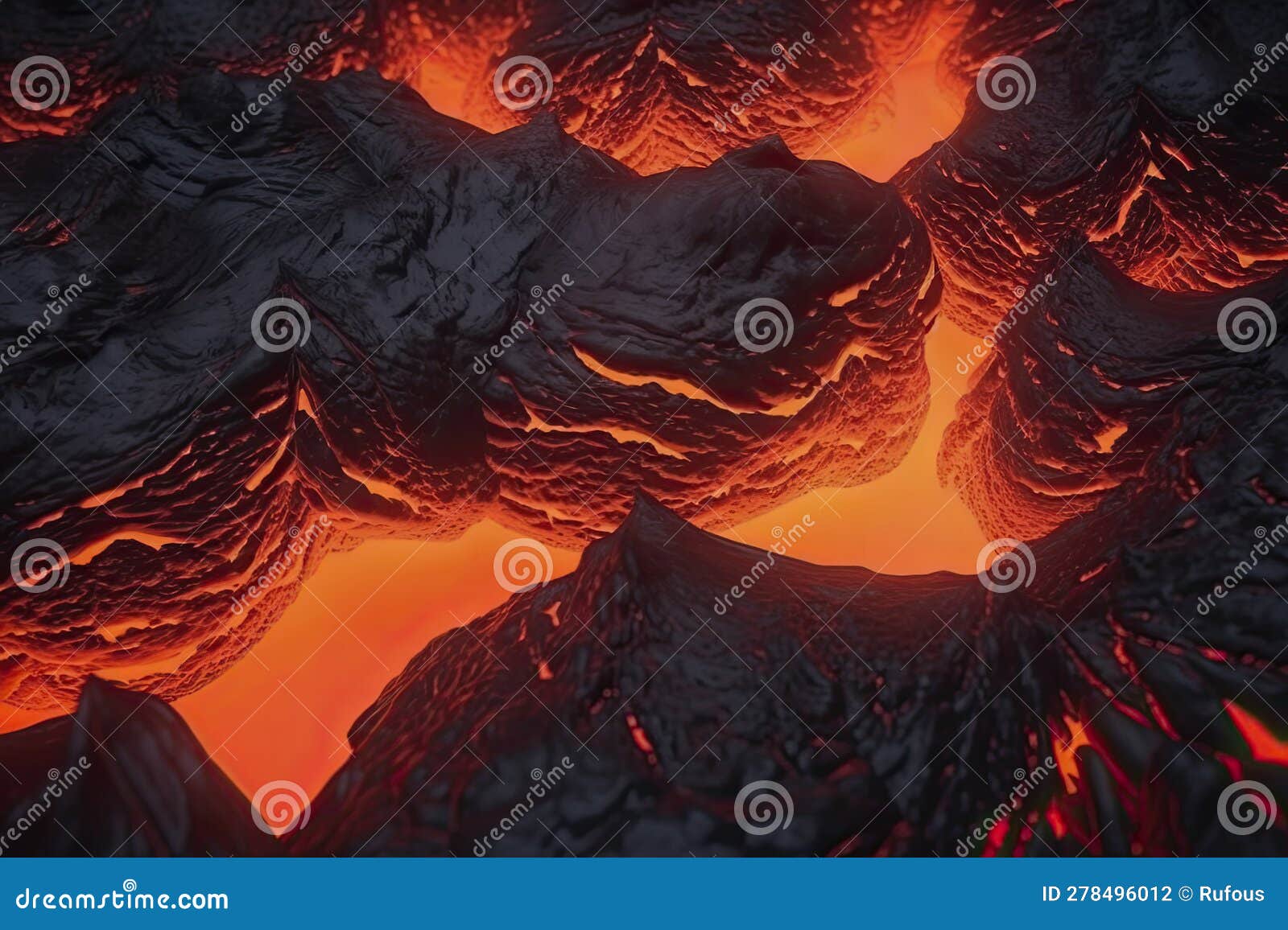 3D Render Molten Lava Texture Background. Lava Was in the Cracks of the ...