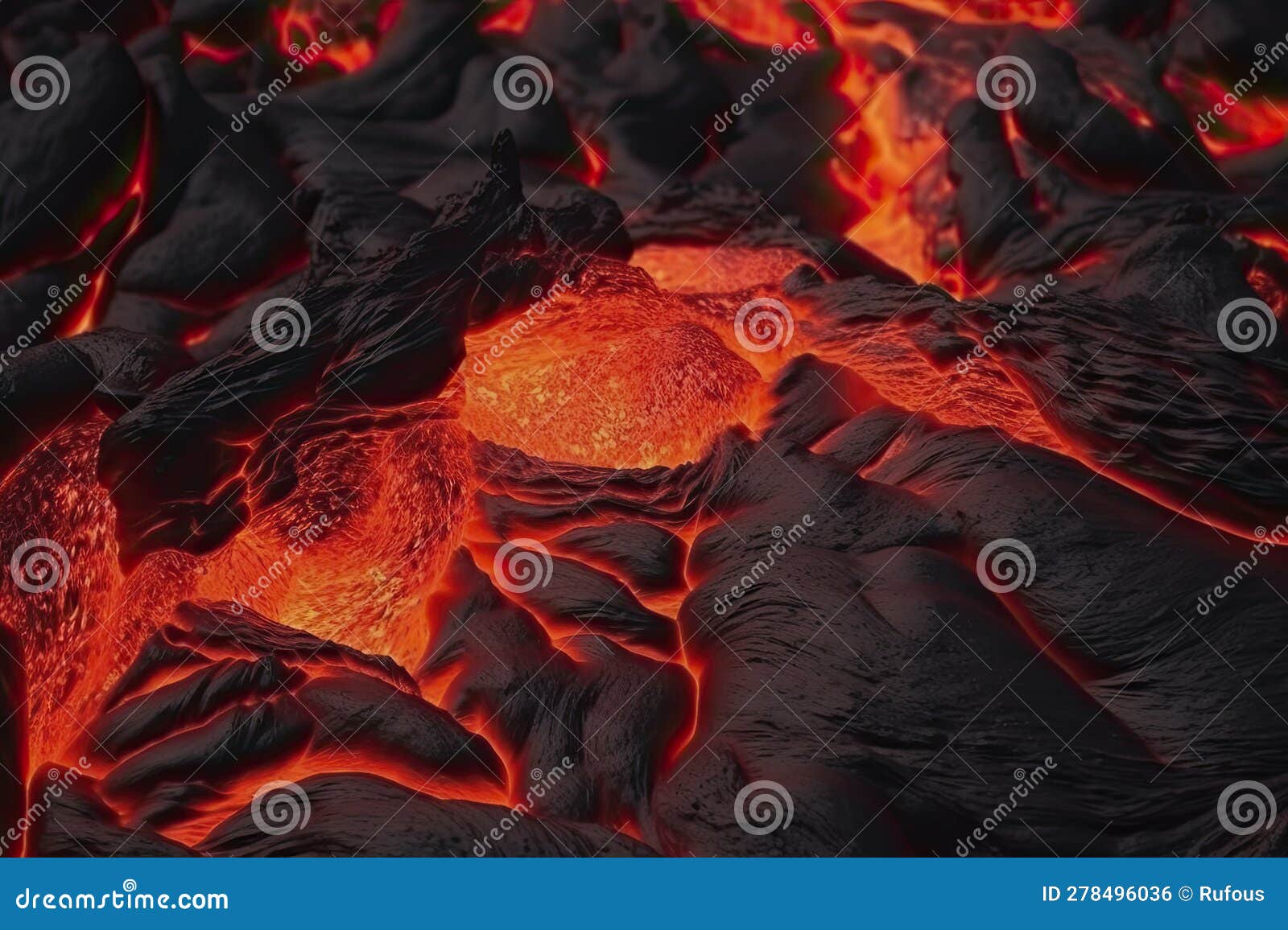 3D Render Molten Lava Texture Background. Lava Was in the Cracks of the ...