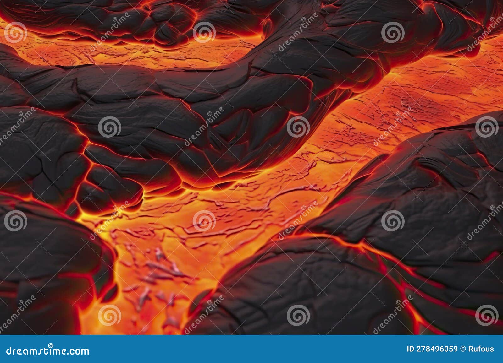 3D Render Molten Lava Texture Background. Lava Was in the Cracks of the ...