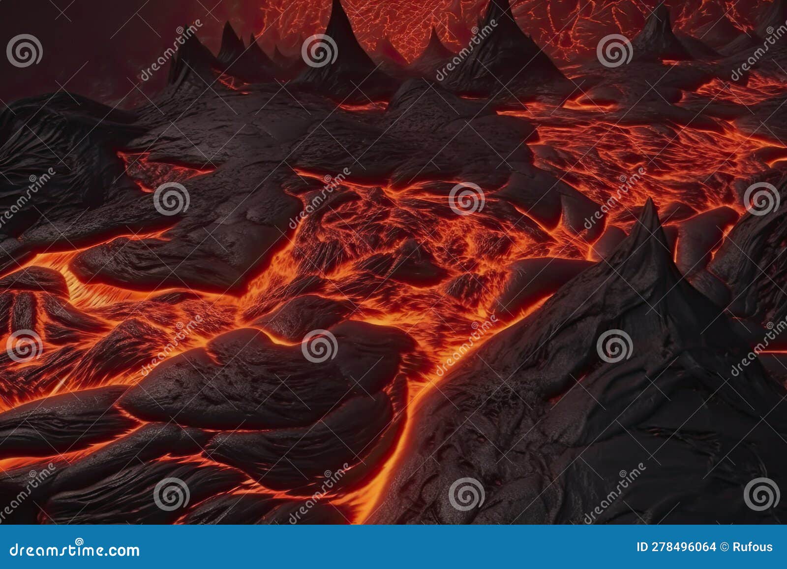 3D Render Molten Lava Texture Background. Lava Was in the Cracks of the ...