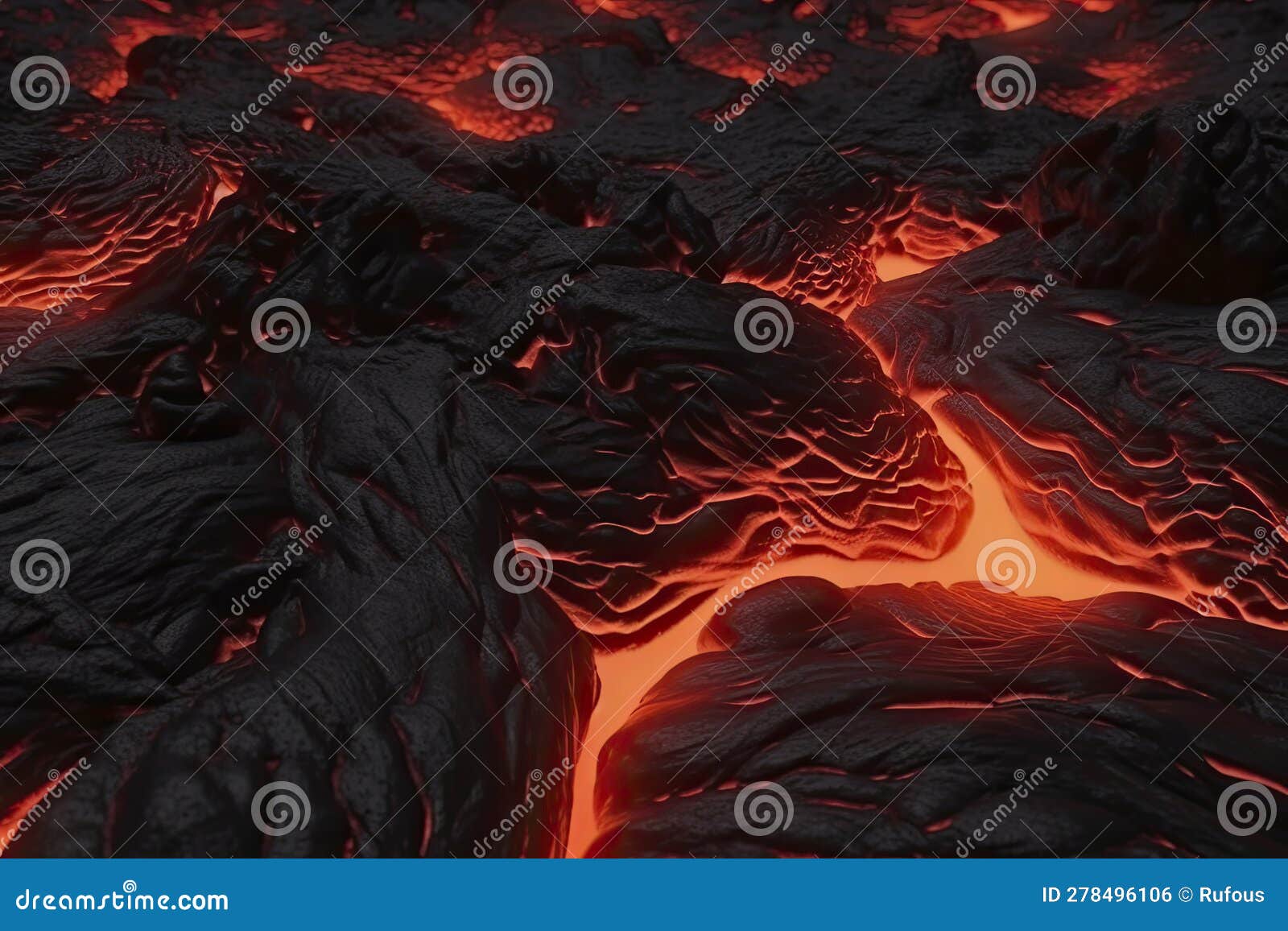 3D Render Molten Lava Texture Background. Lava Was in the Cracks of the ...