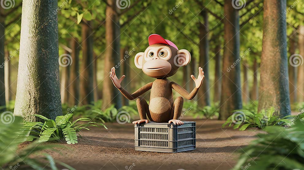A 3d Render of a Monkey Sitting on a Crate. Ai Generative. Stock ...