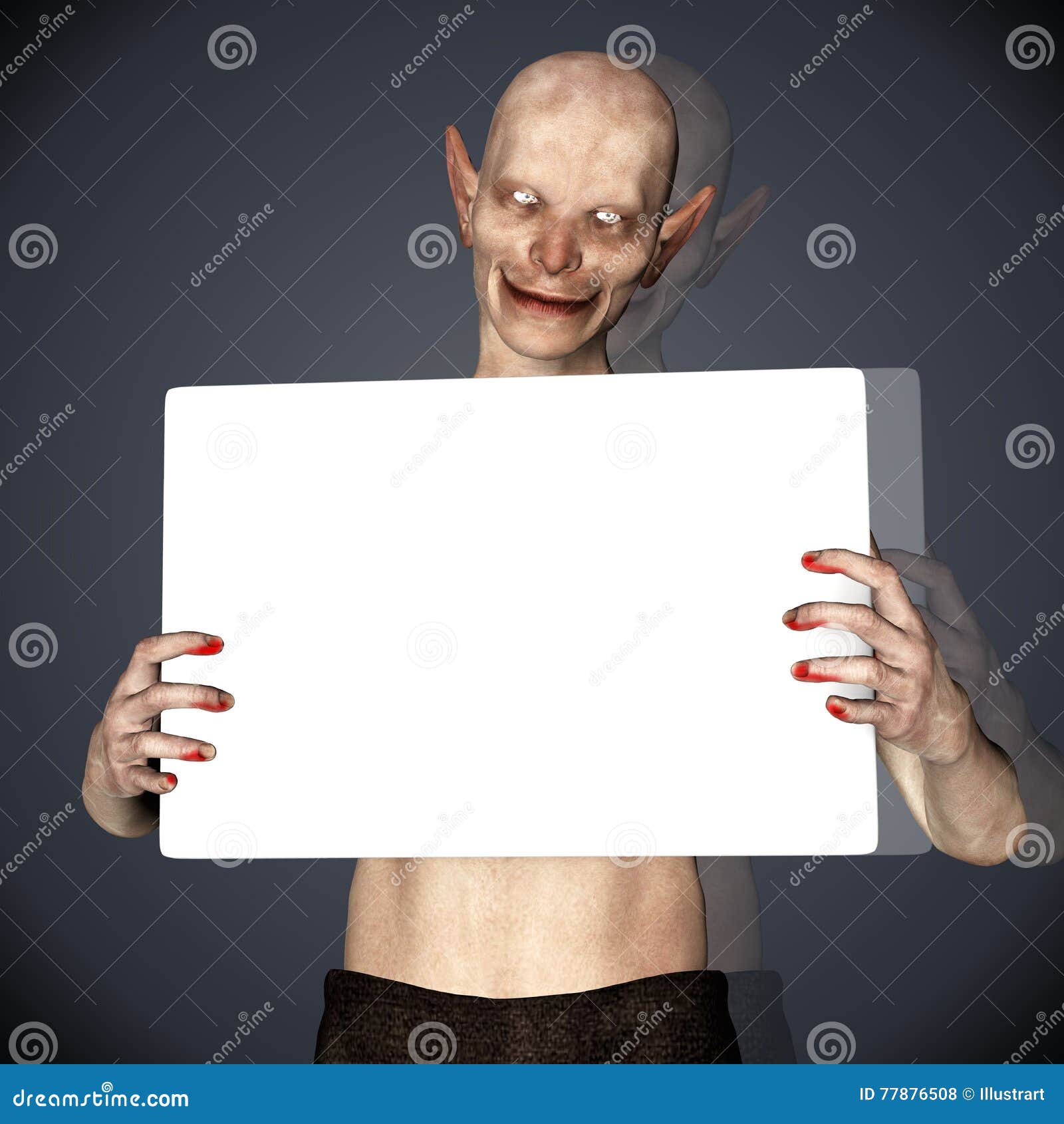 3d Render of a Monster Holding Placard Stock Illustration ...