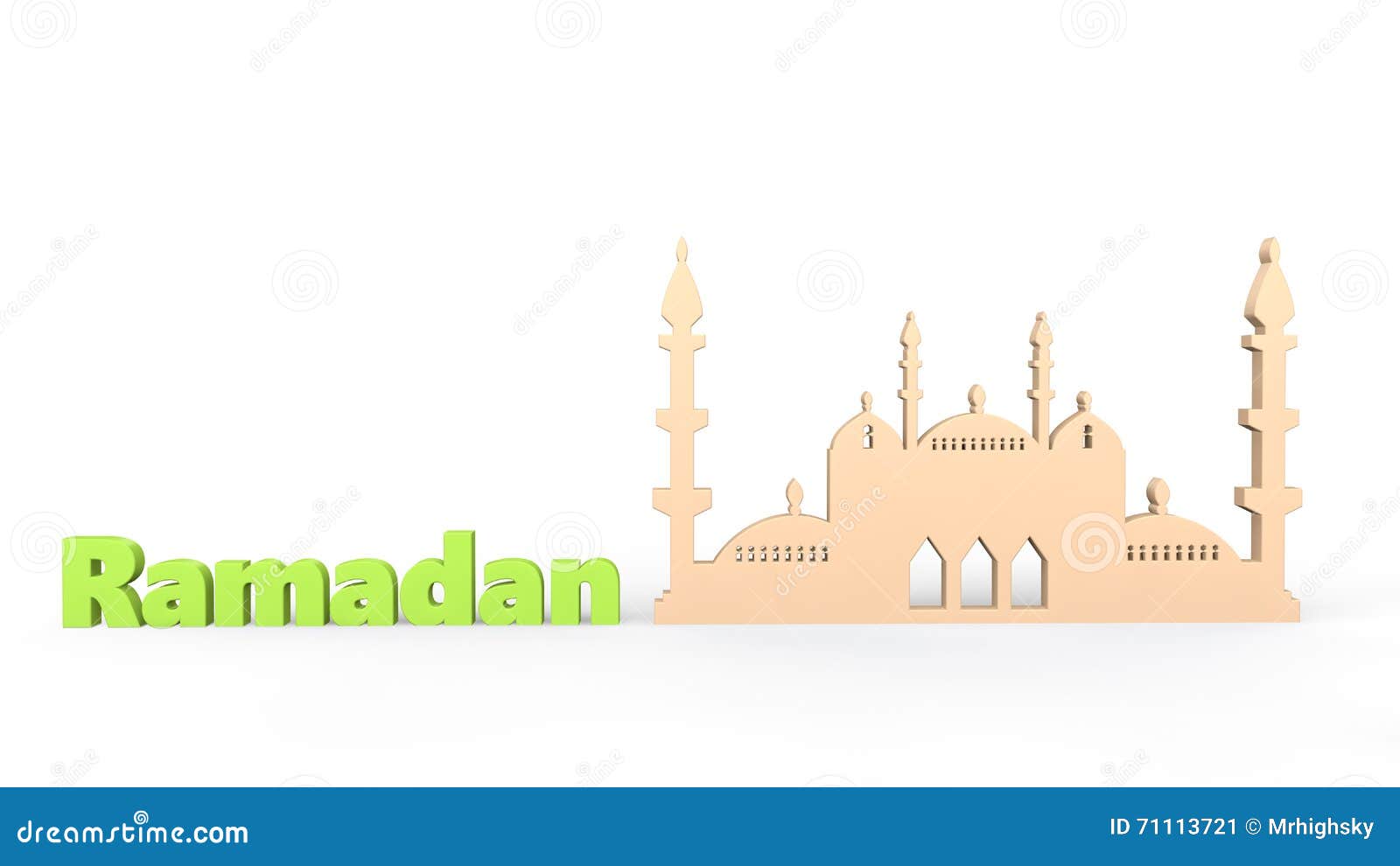 3d Render of Mosque Design with Word Ramadan Stock Illustration ...