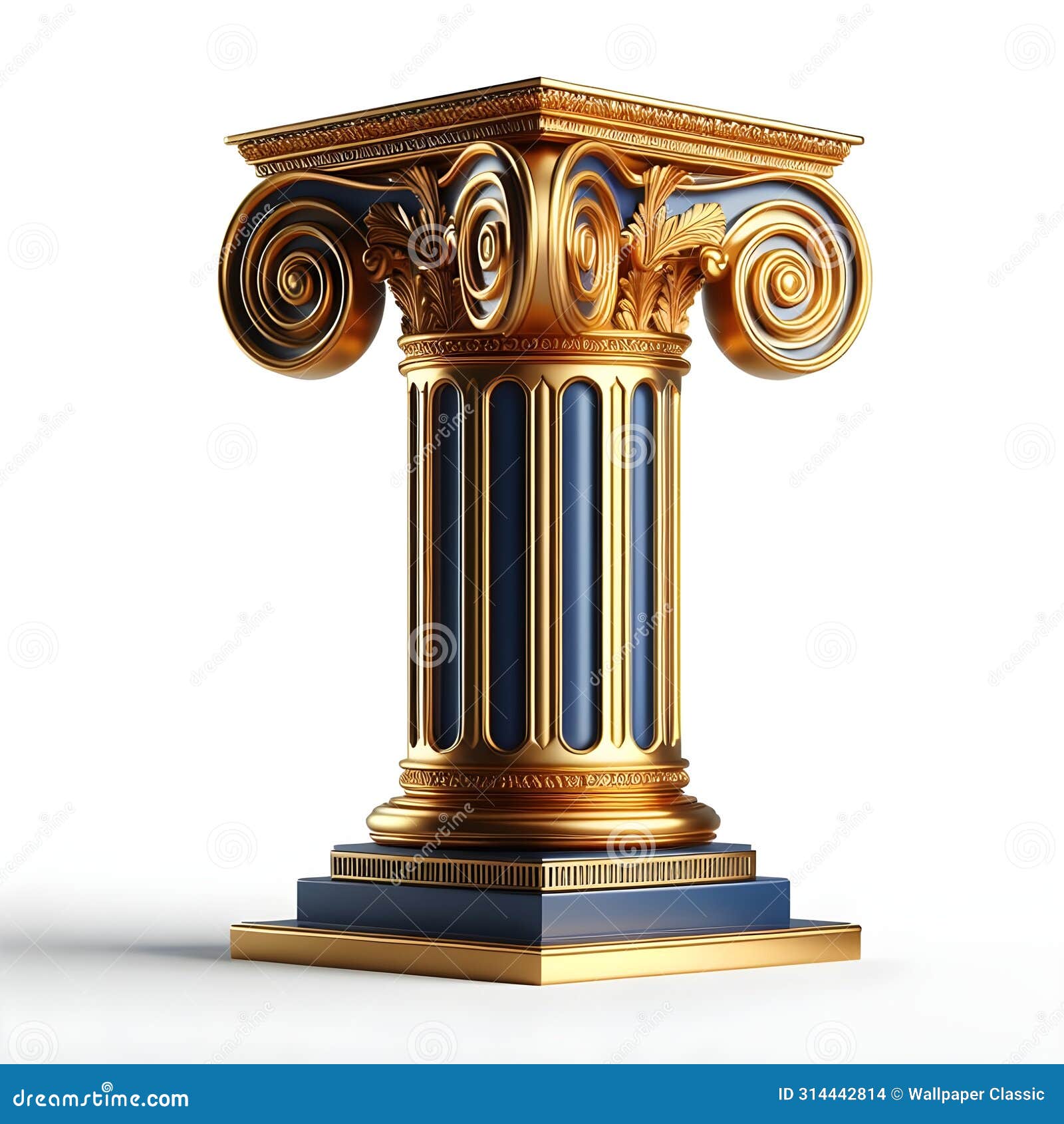 3D Render Moulding Column Blue and Gold Ai Generator Stock Illustration ...