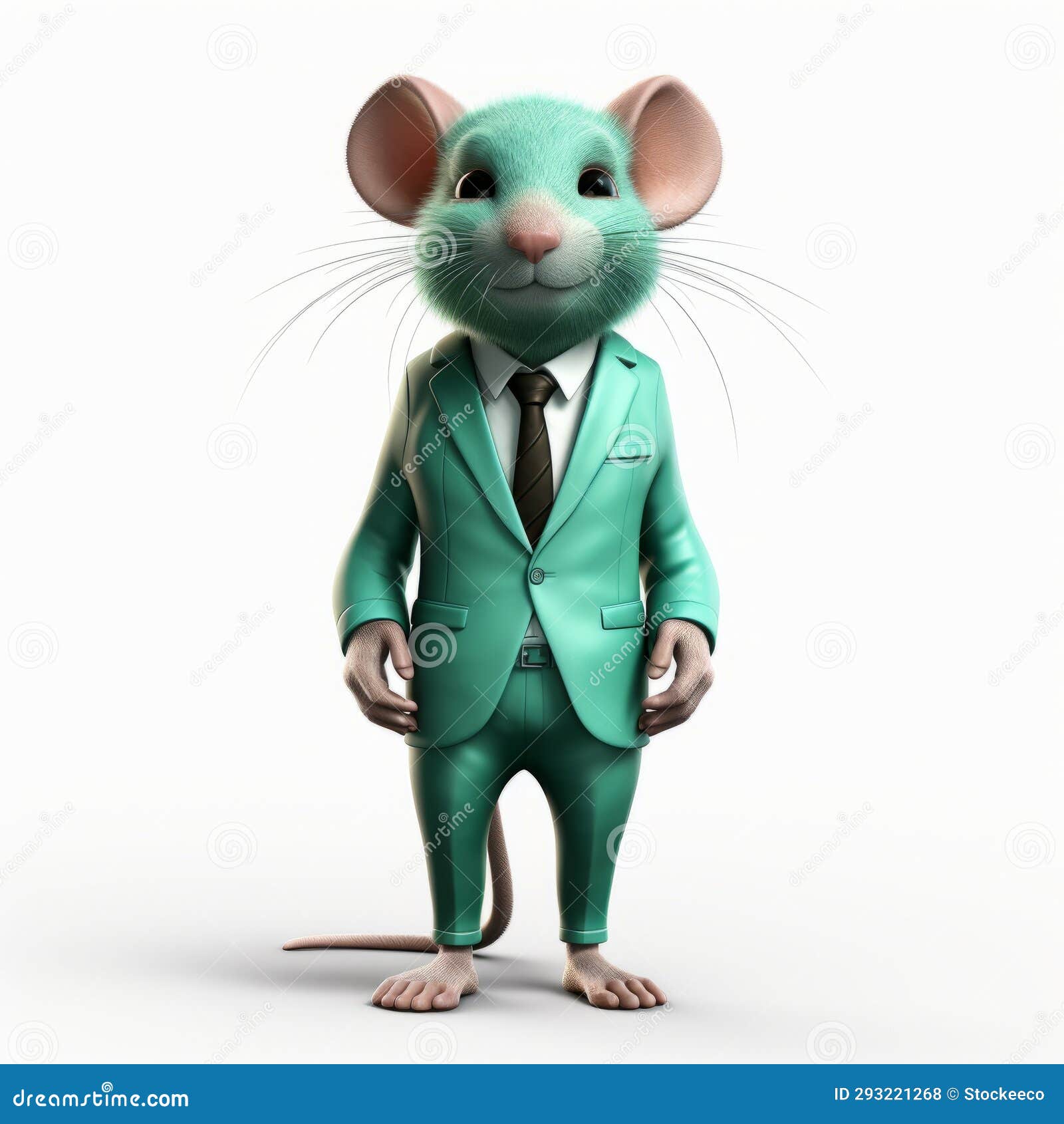 Colorful 3d Business Rat in a Modern Green Turquoise Suit Stock ...