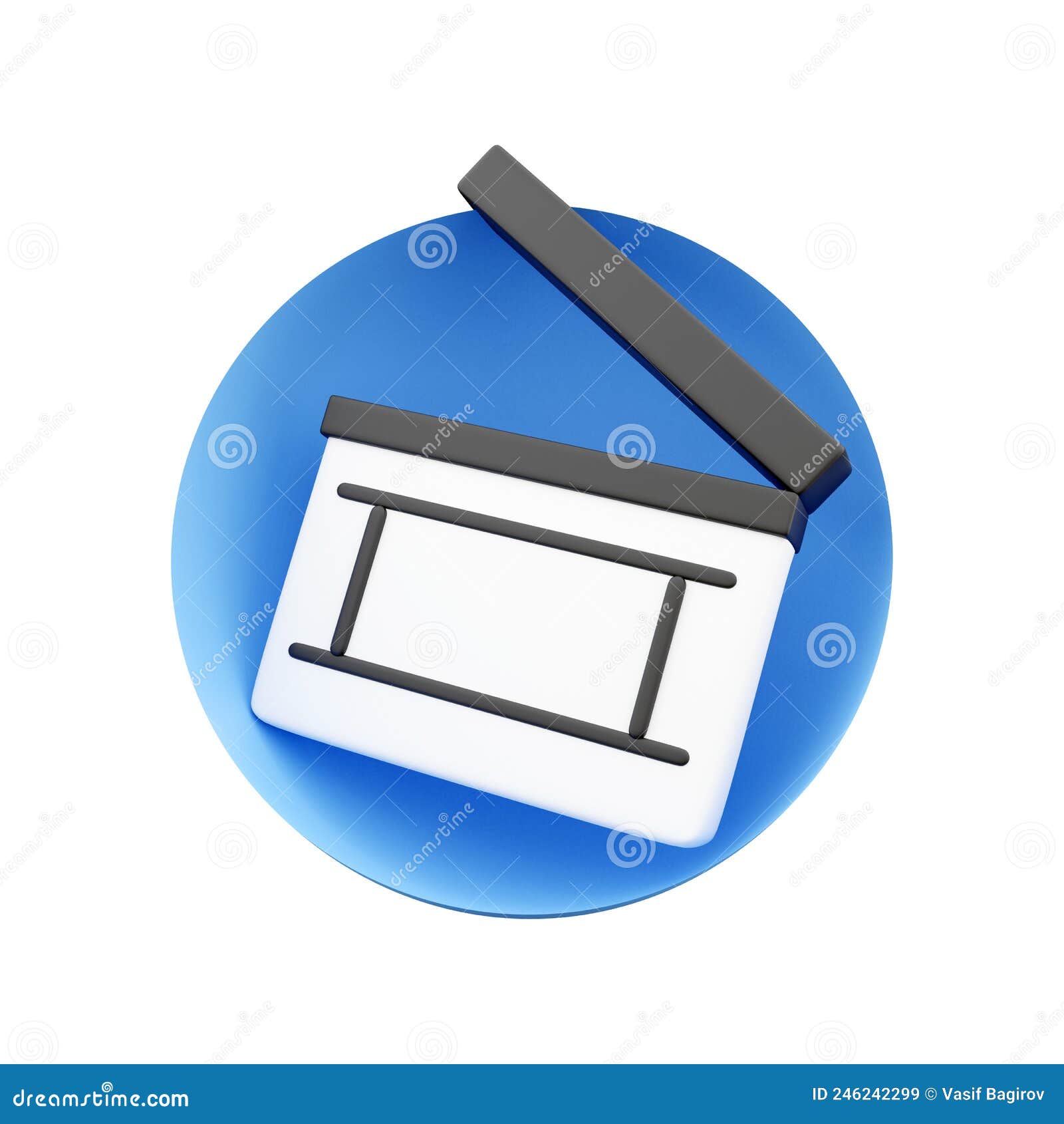 3D Render Movie Clapper Icon with Copy Space 3D Render Film Cut Icon ...