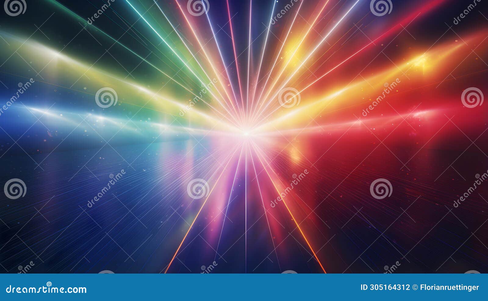 3D Render of Multicolor Light Rays. Abstract Background Stock ...