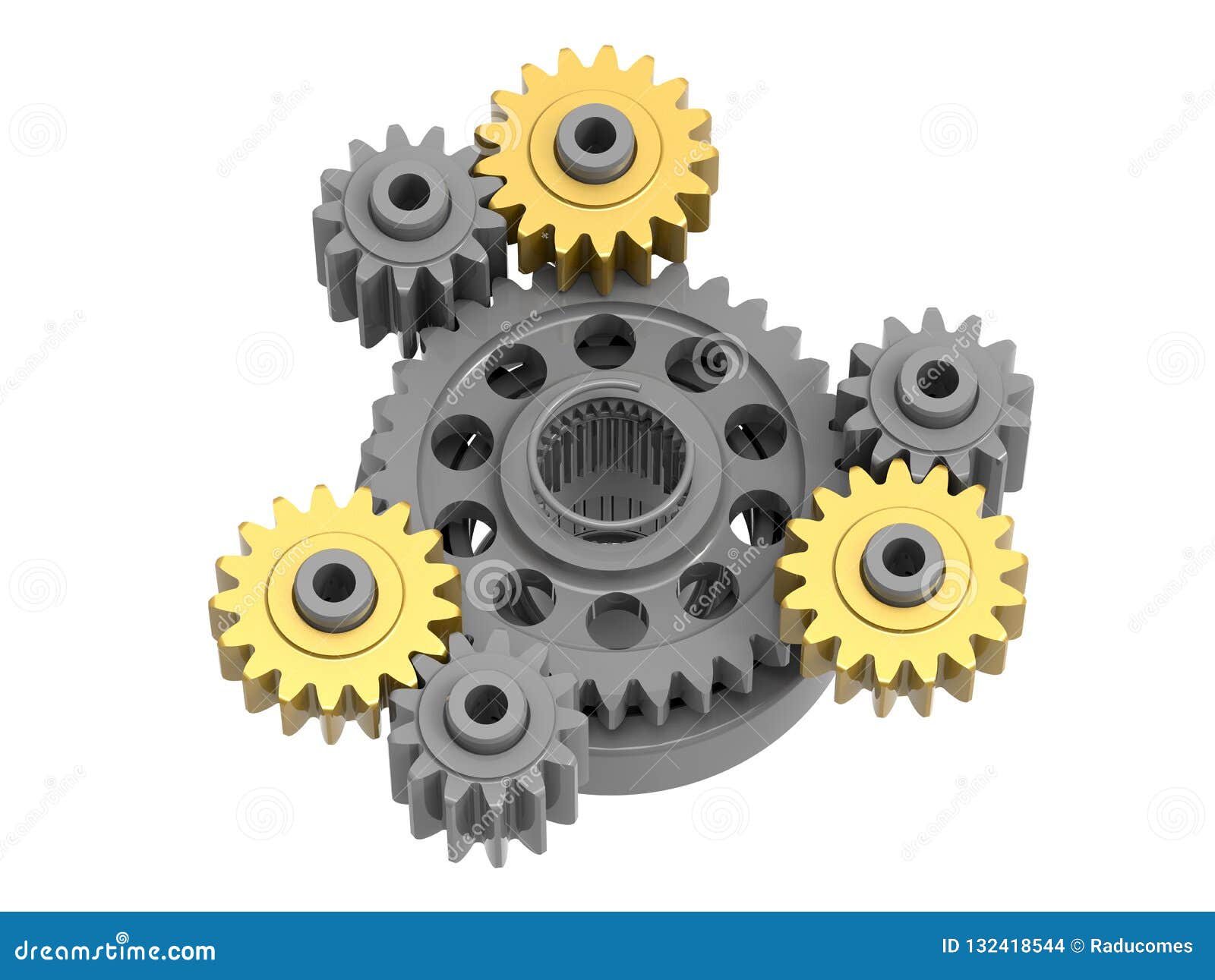 3D render - gear assembly stock illustration. Illustration of whit ...