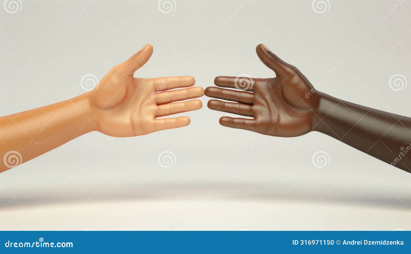 3D Render of Multiracial Hands Clapping. Teamwork, International ...