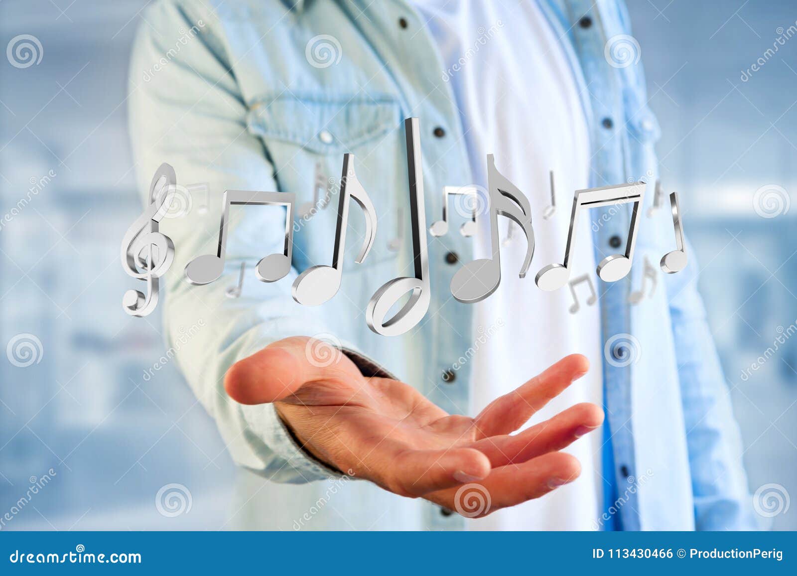 3d Render Music Notes on a Futuristic Interface Stock Photo - Image of ...