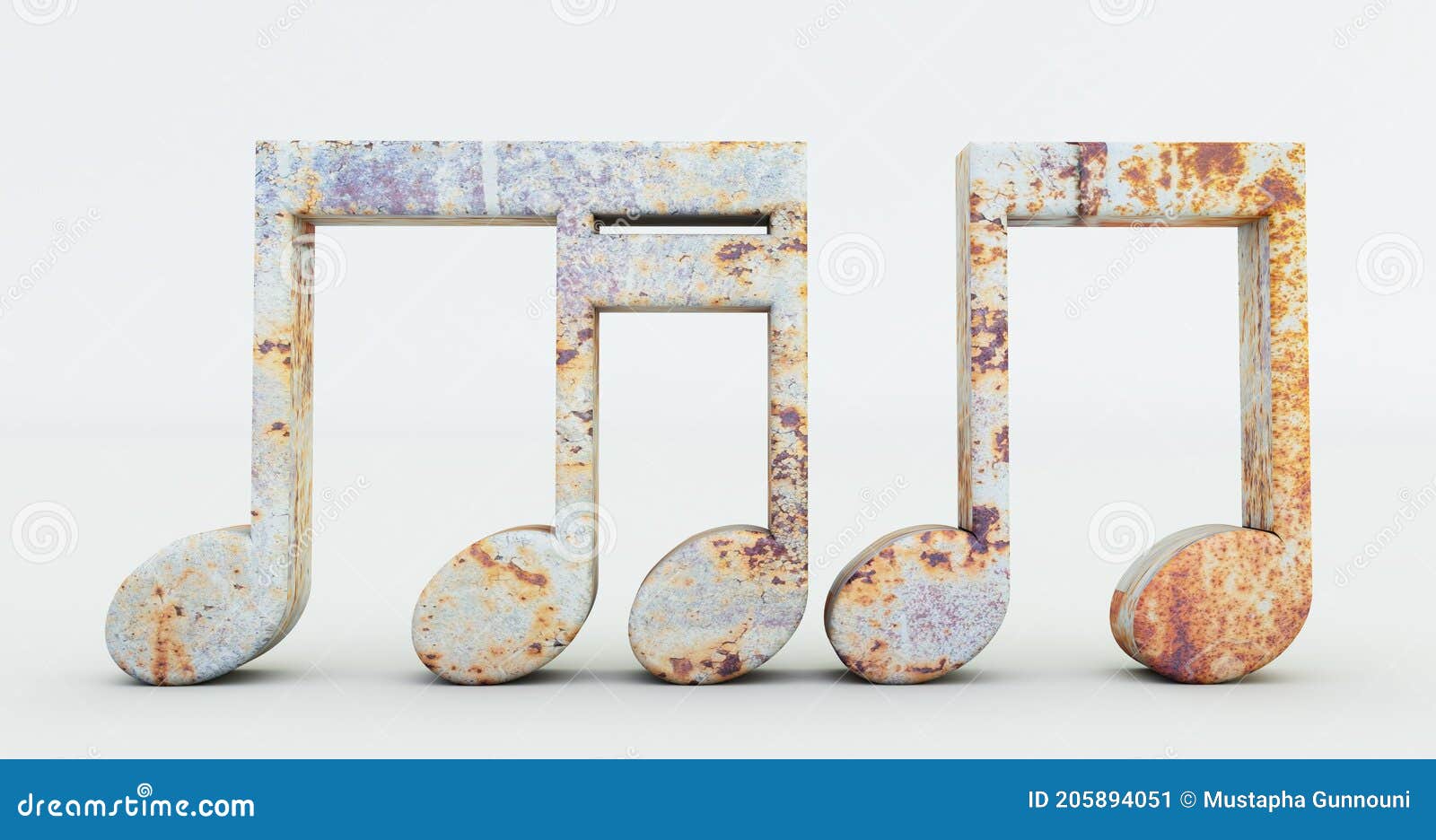 Music Notes Isolated on White Background, Rusty Metal Music Note Symbol ...